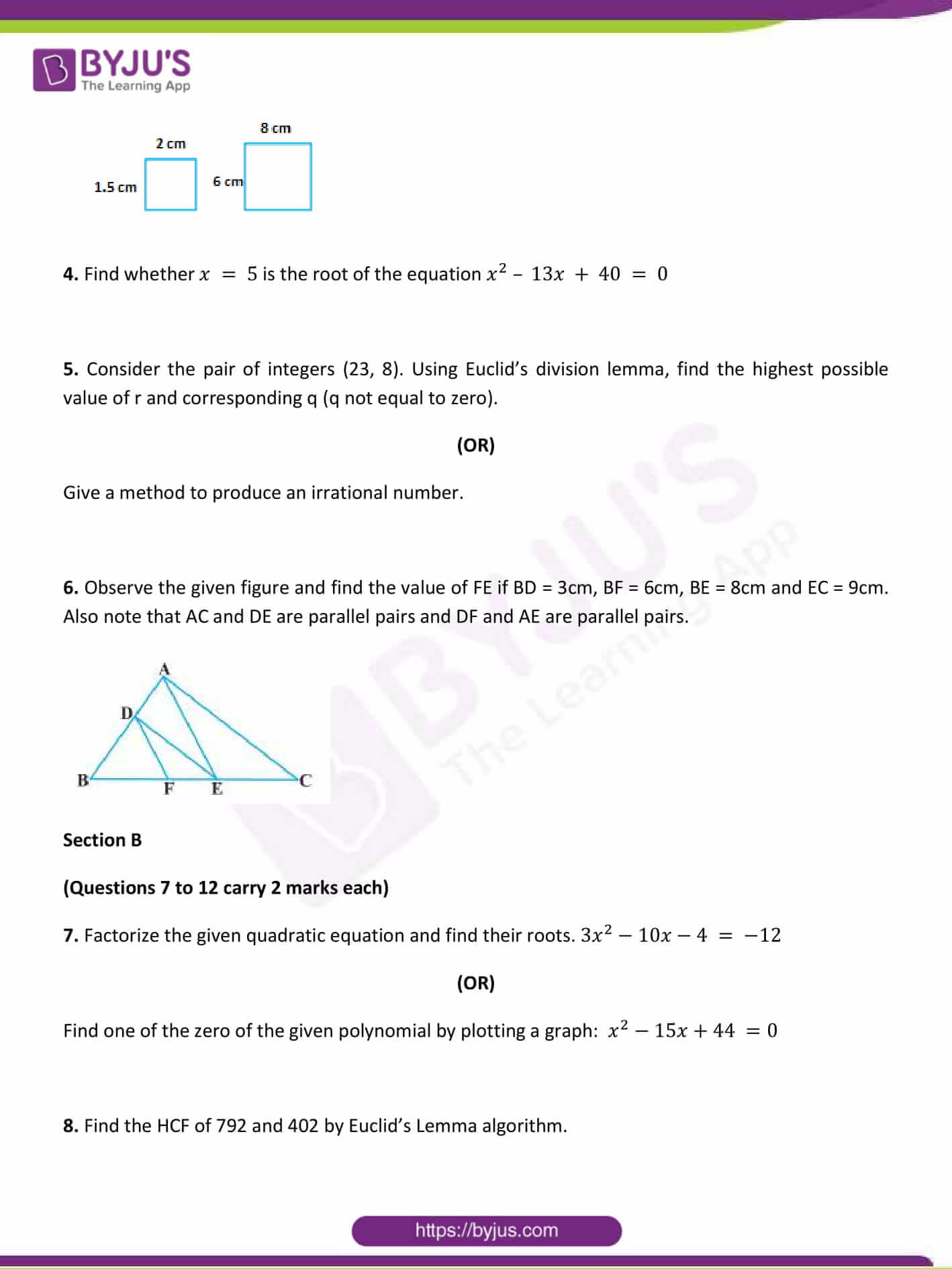 CBSE Class 10 Maths Sample Papers Set 1 Download PDF CBSE Class 10 Maths Sample Papers Set 1 Download PDF