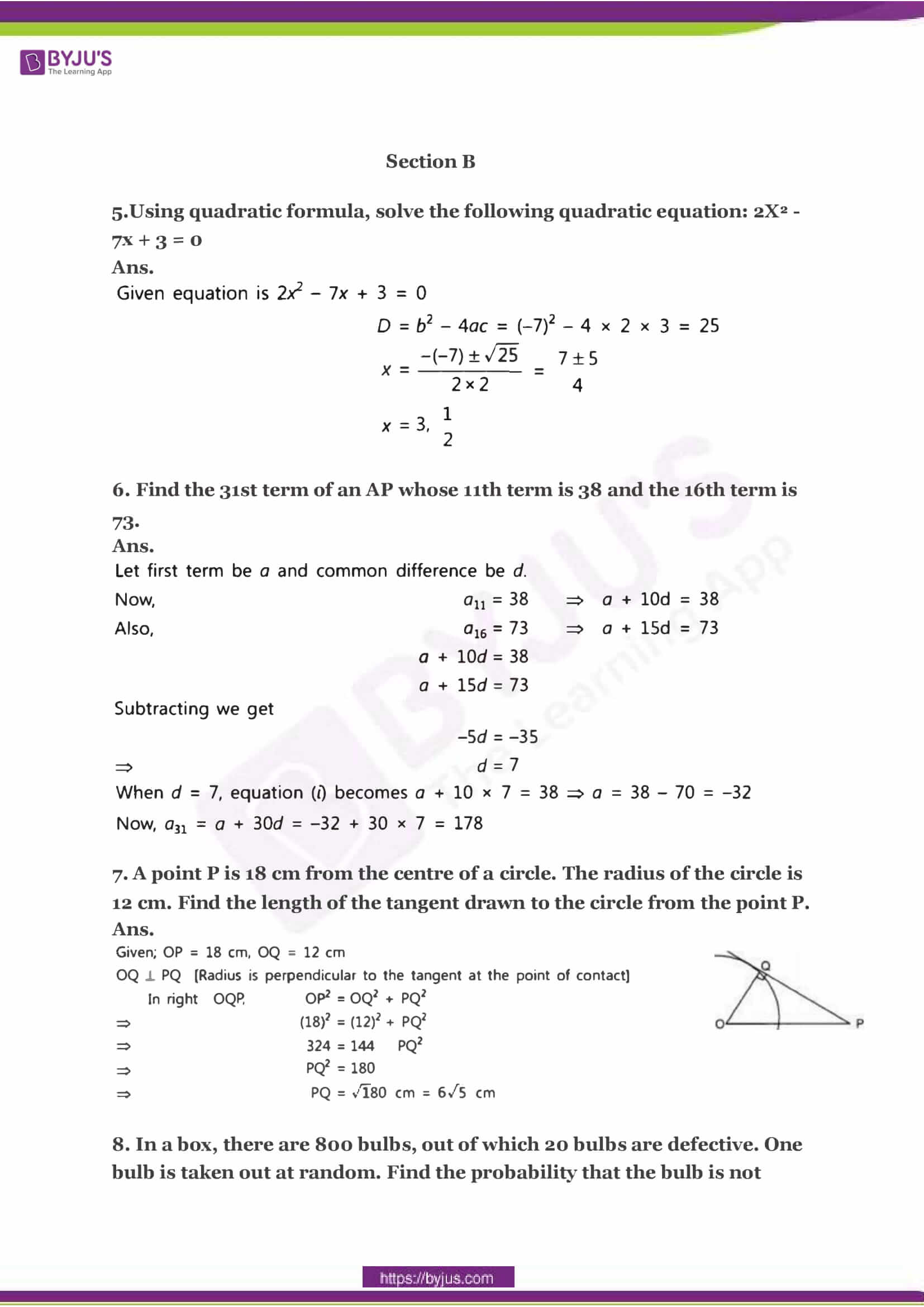 CBSE Class 10 Maths Sample Paper Set 2 Solution Free PDF CBSE Class 10 Maths Sample Paper Set 2 Solution Free PDF