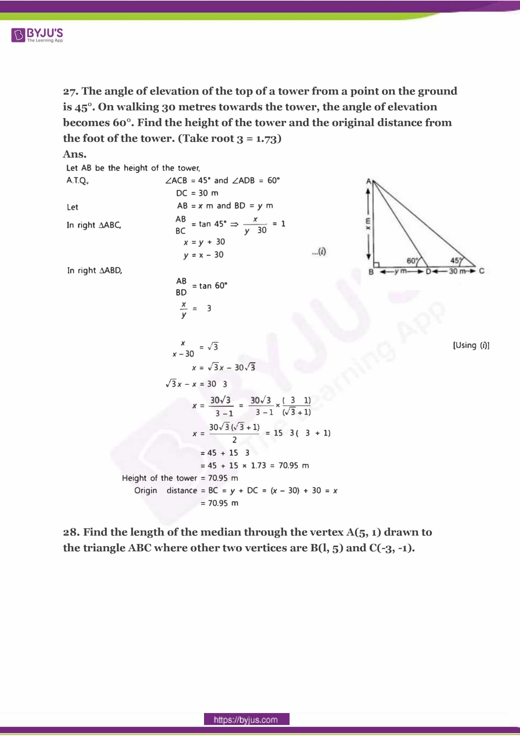 CBSE Class 10 Maths Sample Paper Set 2 Solution Free PDF