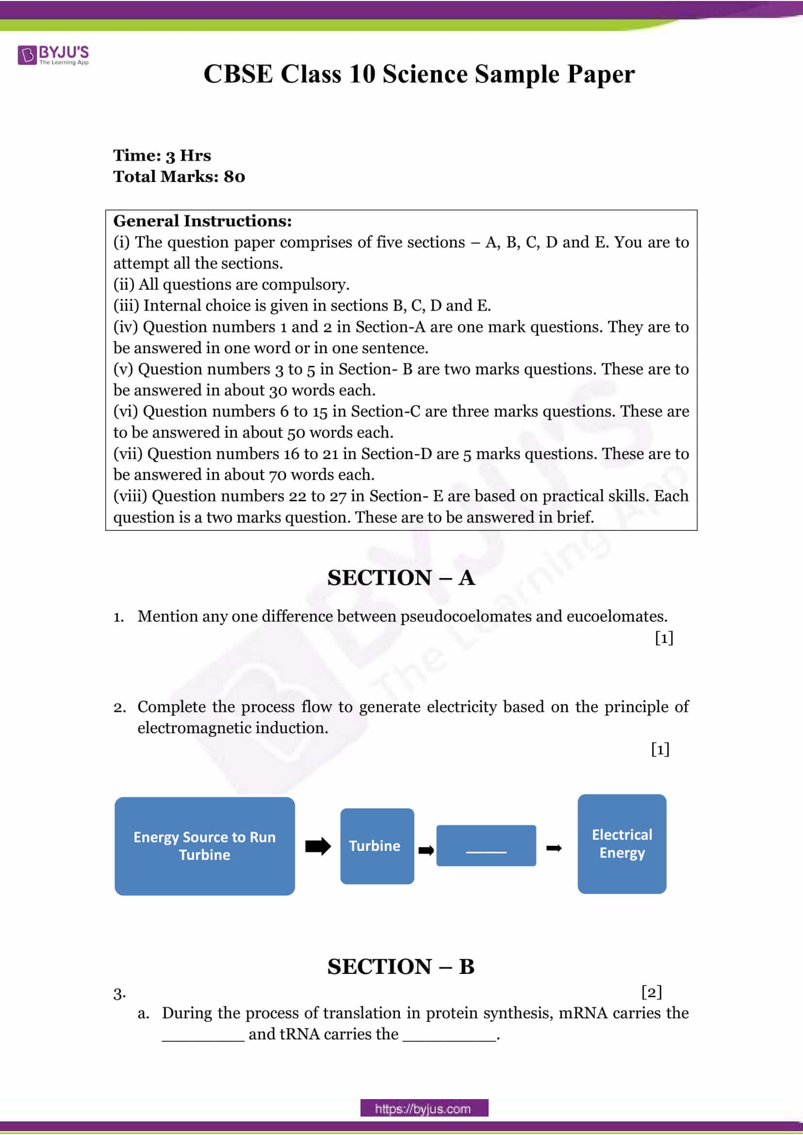 Cbse Class 10 Science Sample Paper Set 2 Download Pdf Bank2home