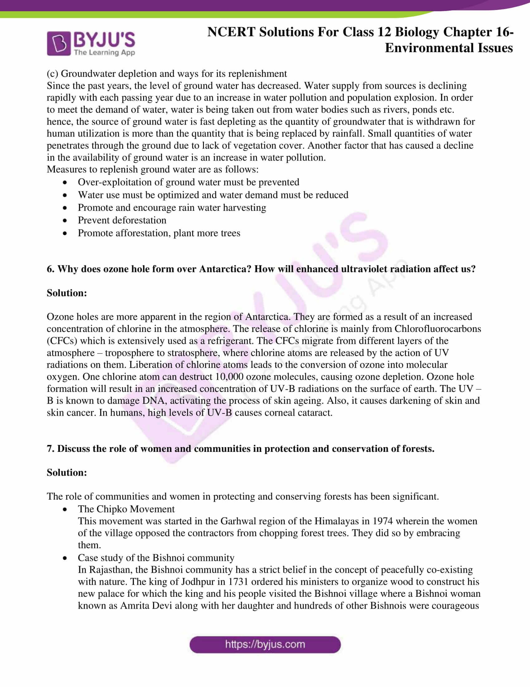 NCERT Solutions Class 12 Biology Chapter 16 - Environmental Issues