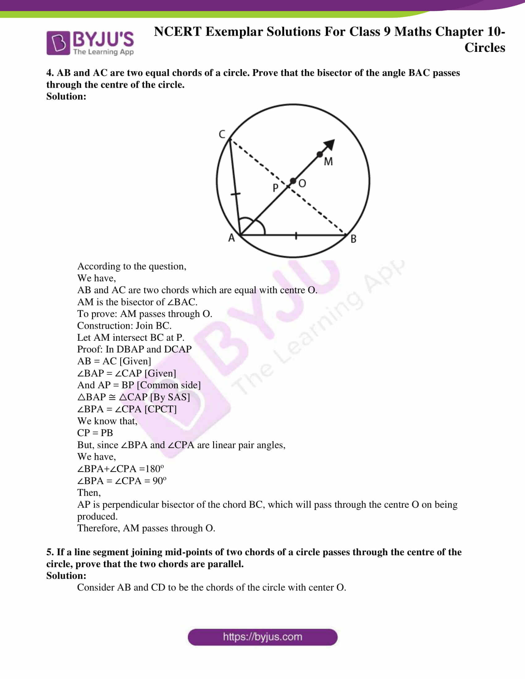 NCERT Exemplar Class 9 Mathematics Chapter 10 Circles NCERT Exemplar Class 9 Mathematics Chapter 10 Circles