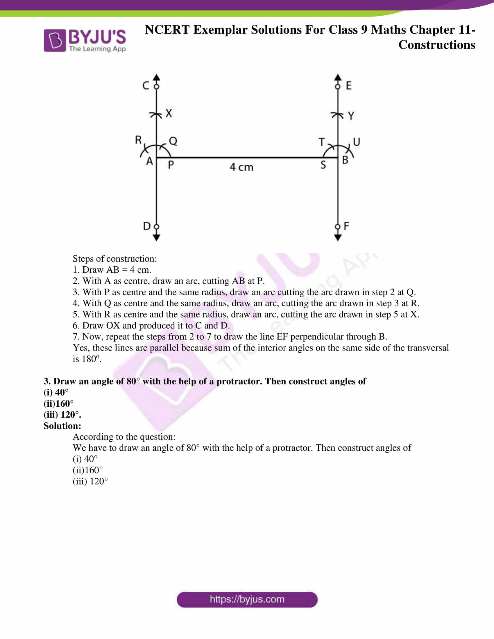 NCERT Exemplar Class 9 Mathematics Chapter 11 Construction