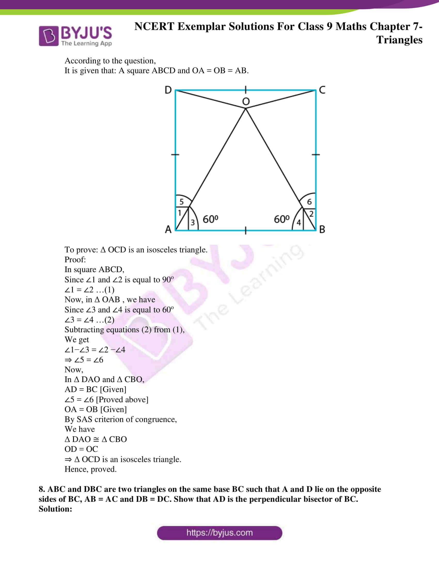 NCERT Exemplar Class 9 Mathematics Chapter 7 Triangles NCERT Exemplar Class 9 Mathematics Chapter 7 Triangles