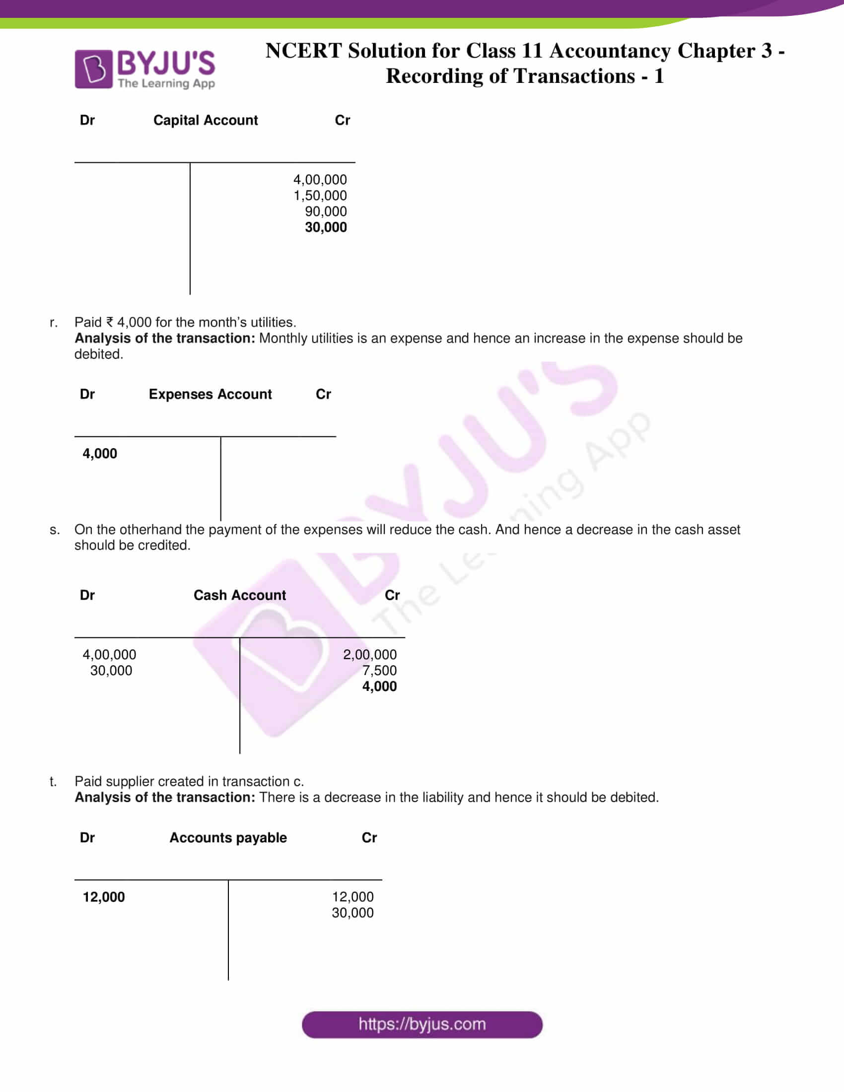 NCERT Solution For Class 11 Accountancy Chapter 3 Recording Of ...
