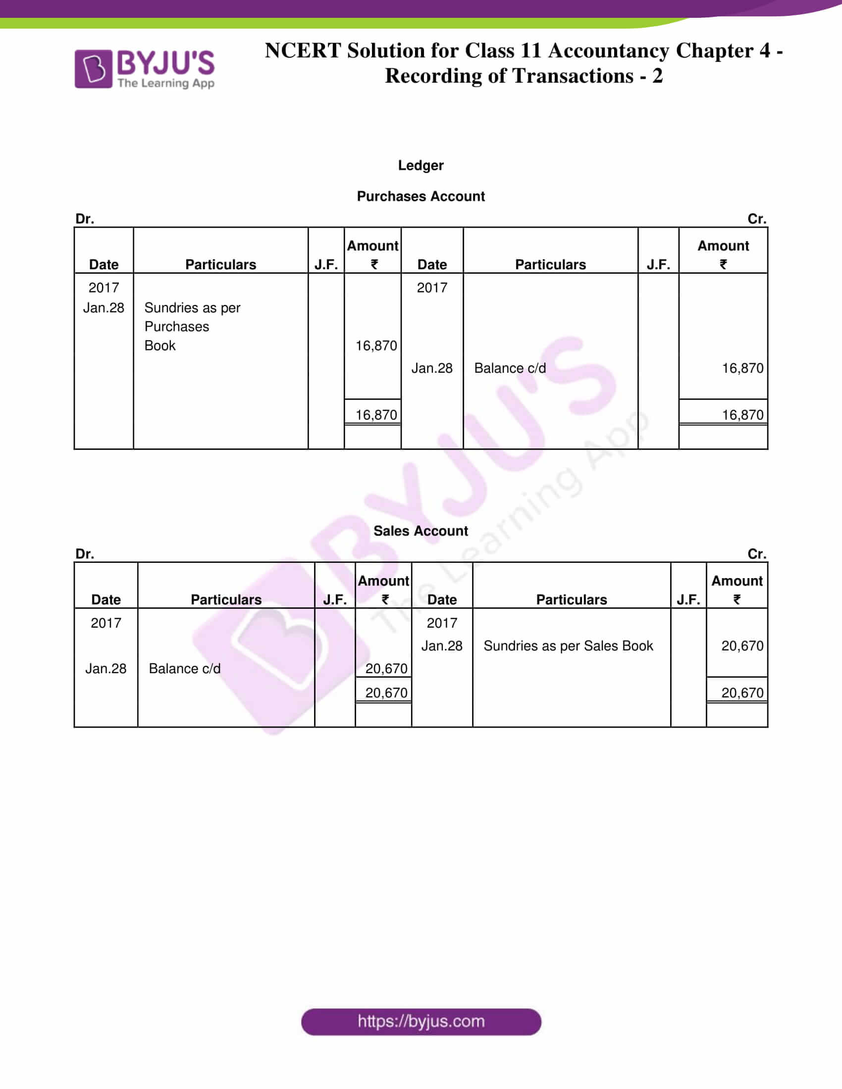 NCERT Solution For Class 11 Accountancy Chapter 4 Recording Of ...