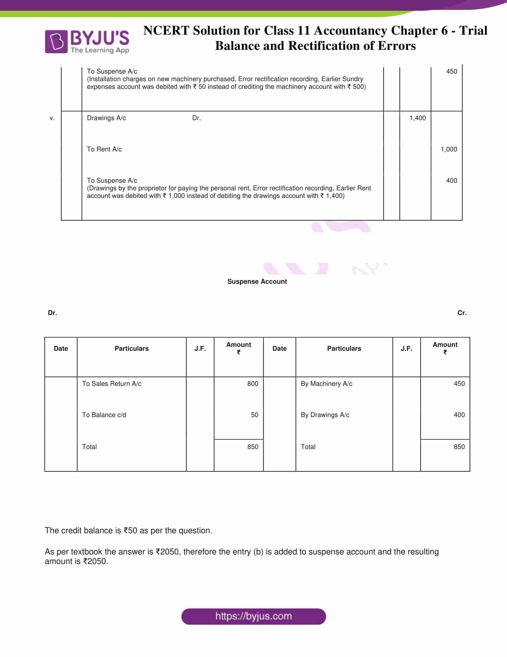 NCERT Solution For Class 11 Accountancy Chapter 6 Trial Balance And ...
