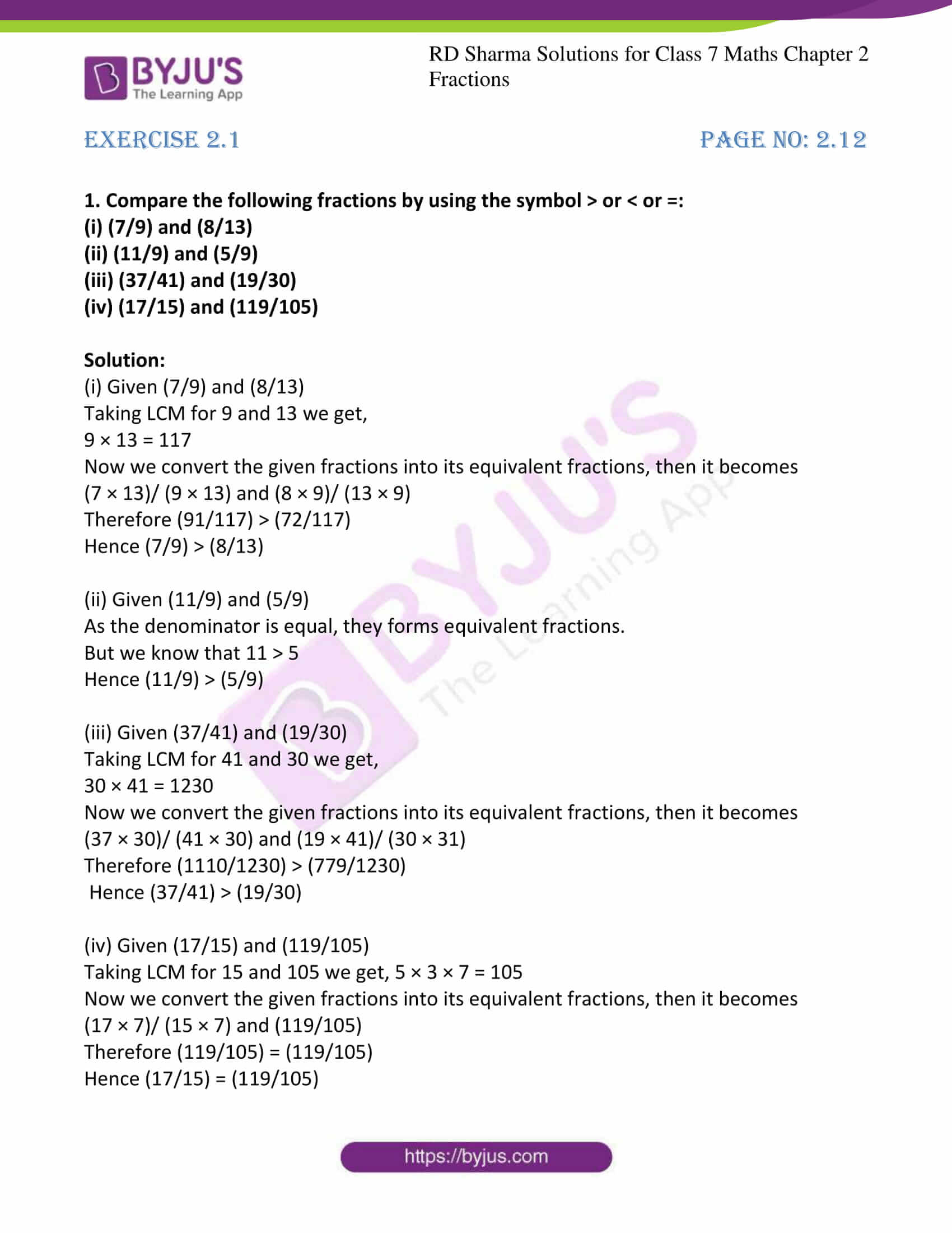 RD Sharma Solutions For Class 7 Maths Chapter 2 Fractions Exercise 2 RD Sharma Solutions For Class 7 Maths Chapter 2 Fractions Exercise 2