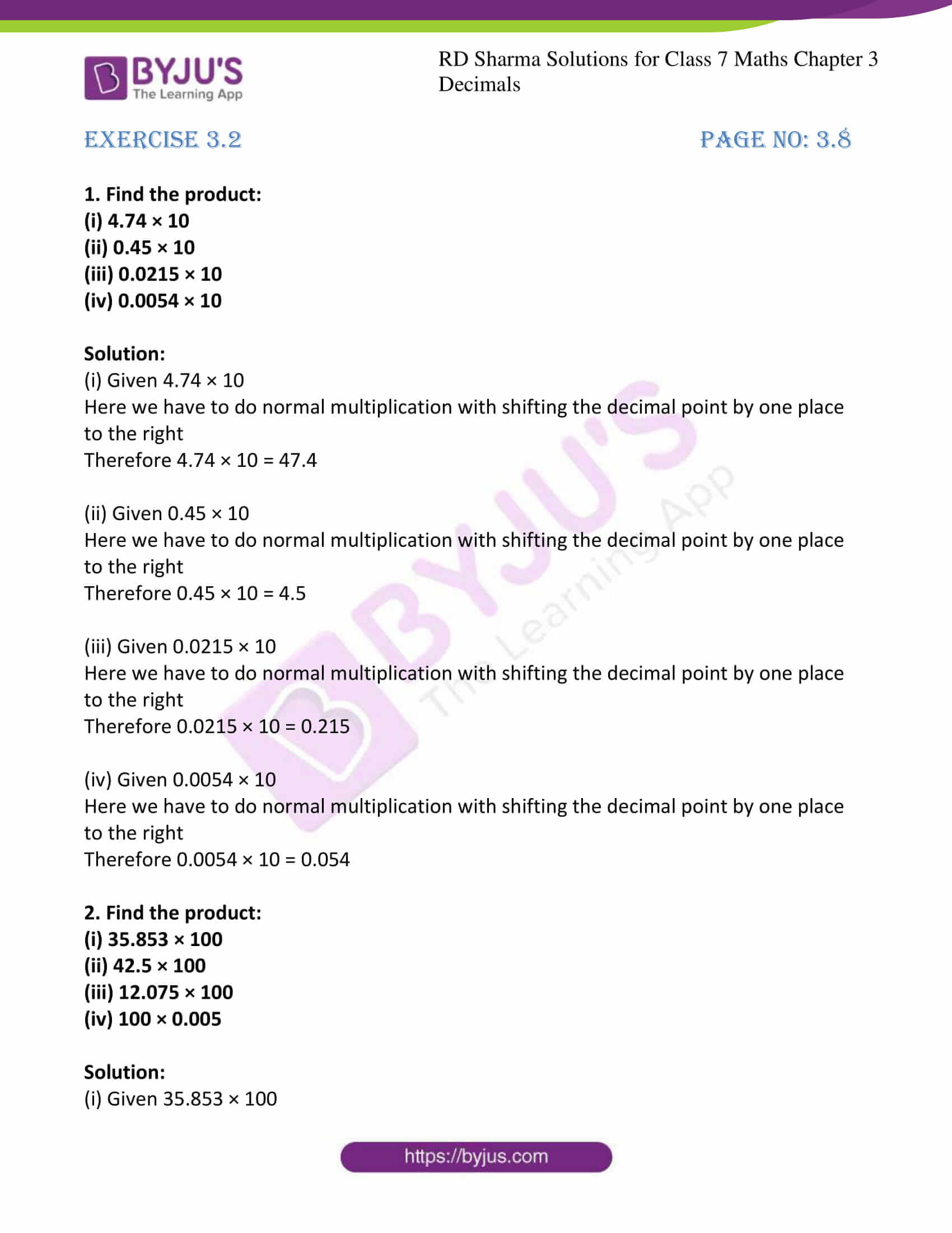 RD Sharma Solutions For Class 7 Maths Chapter 3 Decimals Avail Free PDF RD Sharma Solutions For Class 7 Maths Chapter 3 Decimals Avail Free PDF