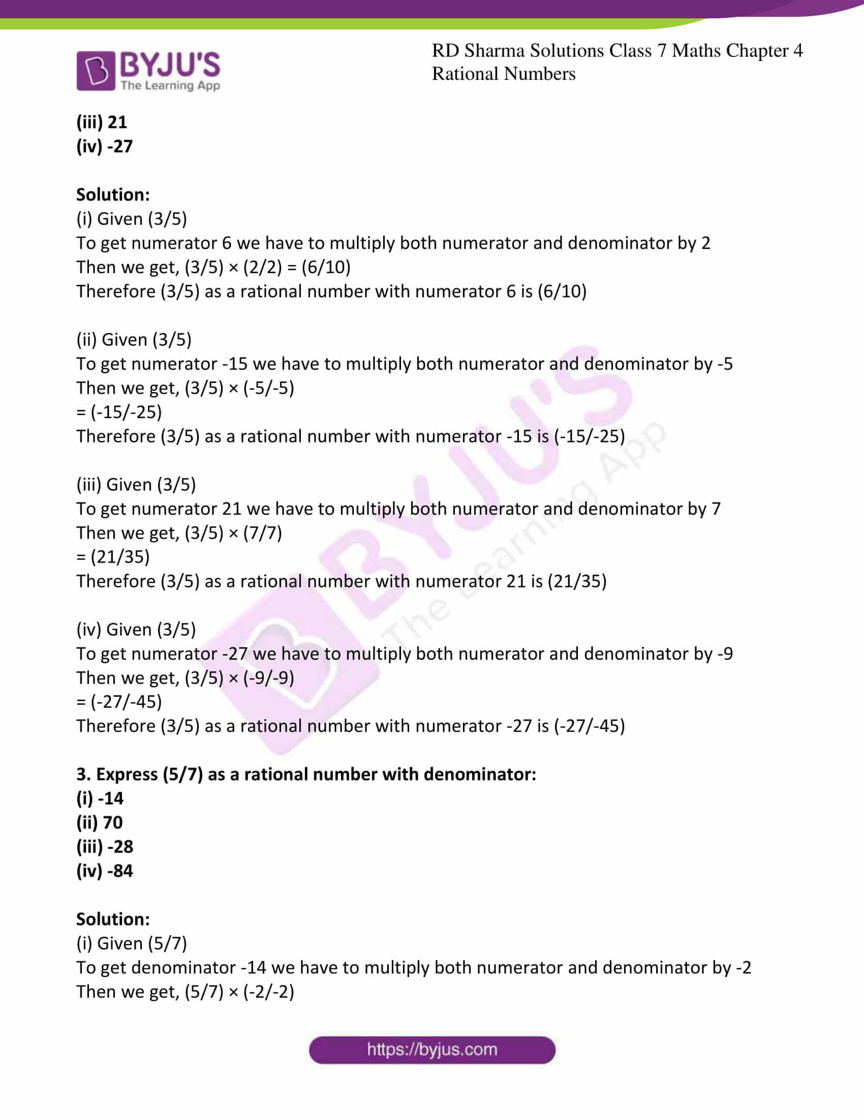 RD Sharma Solutions For Class 7 Maths Chapter 4 Rational Numbers RD Sharma Solutions For Class 7 Maths Chapter 4 Rational Numbers