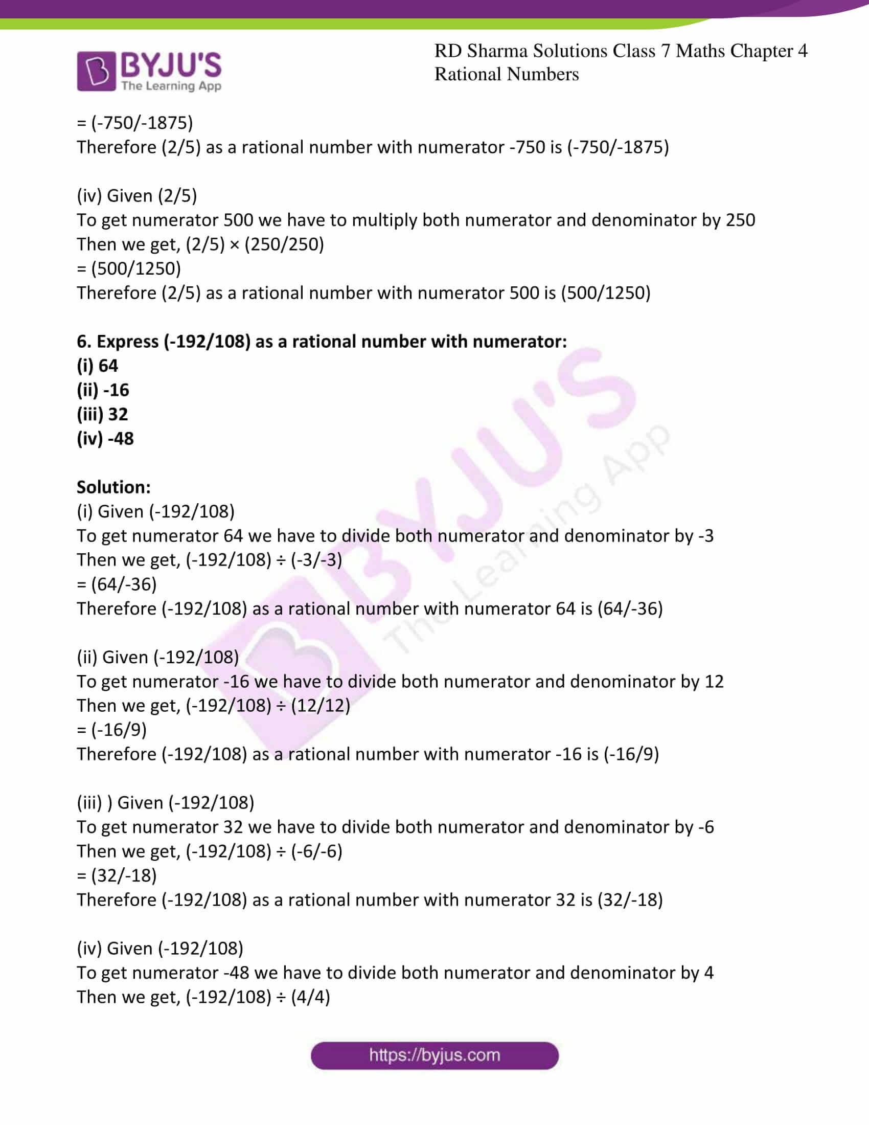 RD Sharma Solutions For Class 7 Maths Chapter 4 Rational Numbers RD Sharma Solutions For Class 7 Maths Chapter 4 Rational Numbers