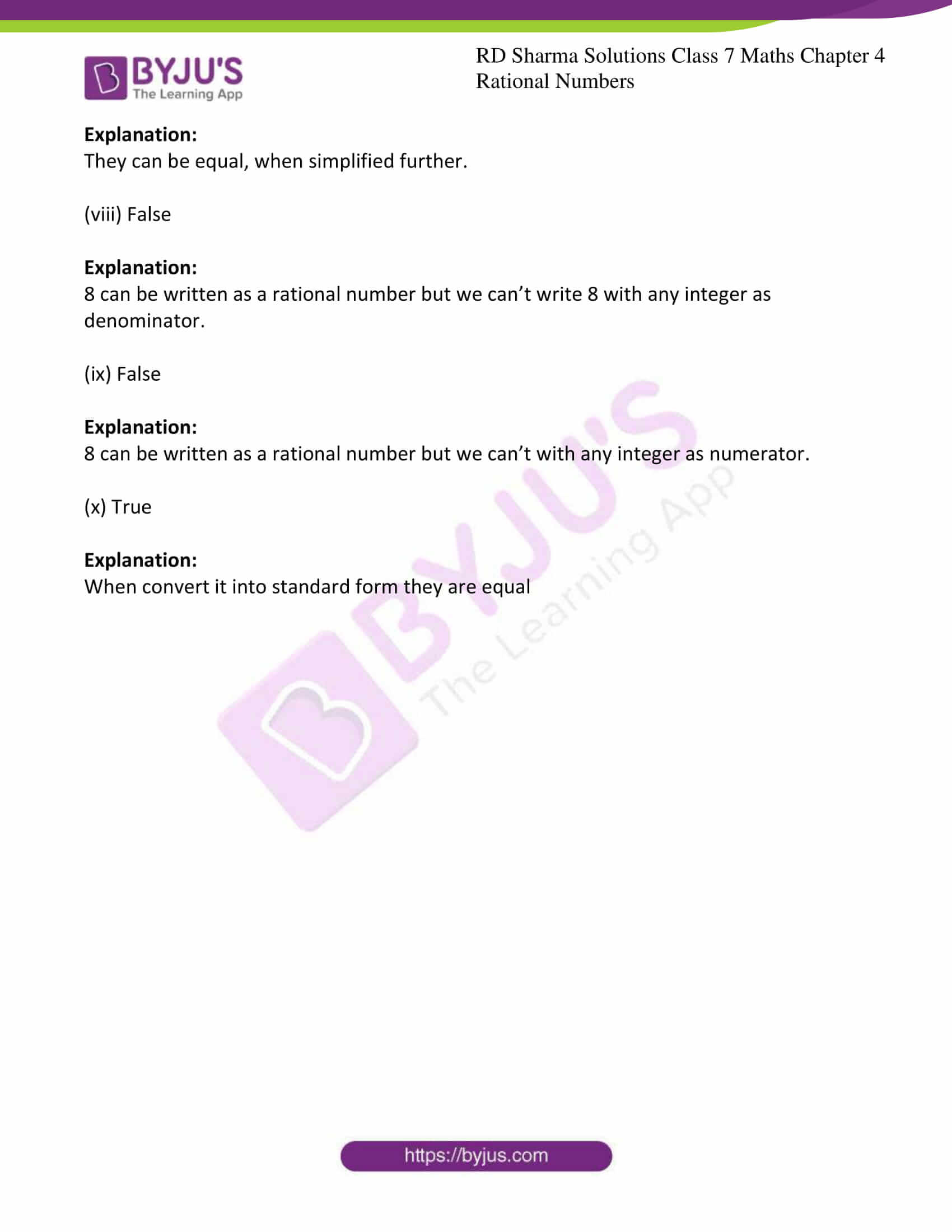 RD Sharma Solutions For Class 7 Maths Chapter 4 Rational Numbers RD Sharma Solutions For Class 7 Maths Chapter 4 Rational Numbers
