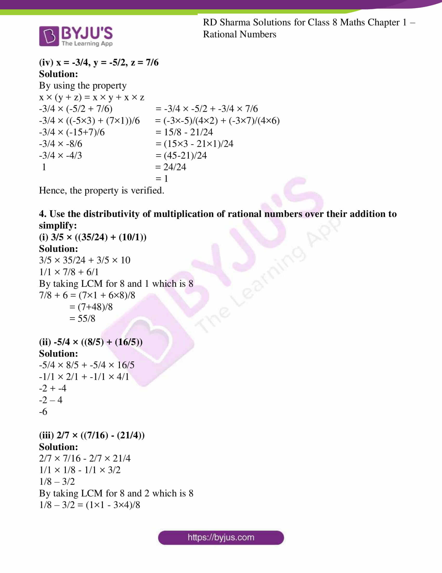 Class 8 Maths Rational Numbers Worksheet Rational Numbers Class 8