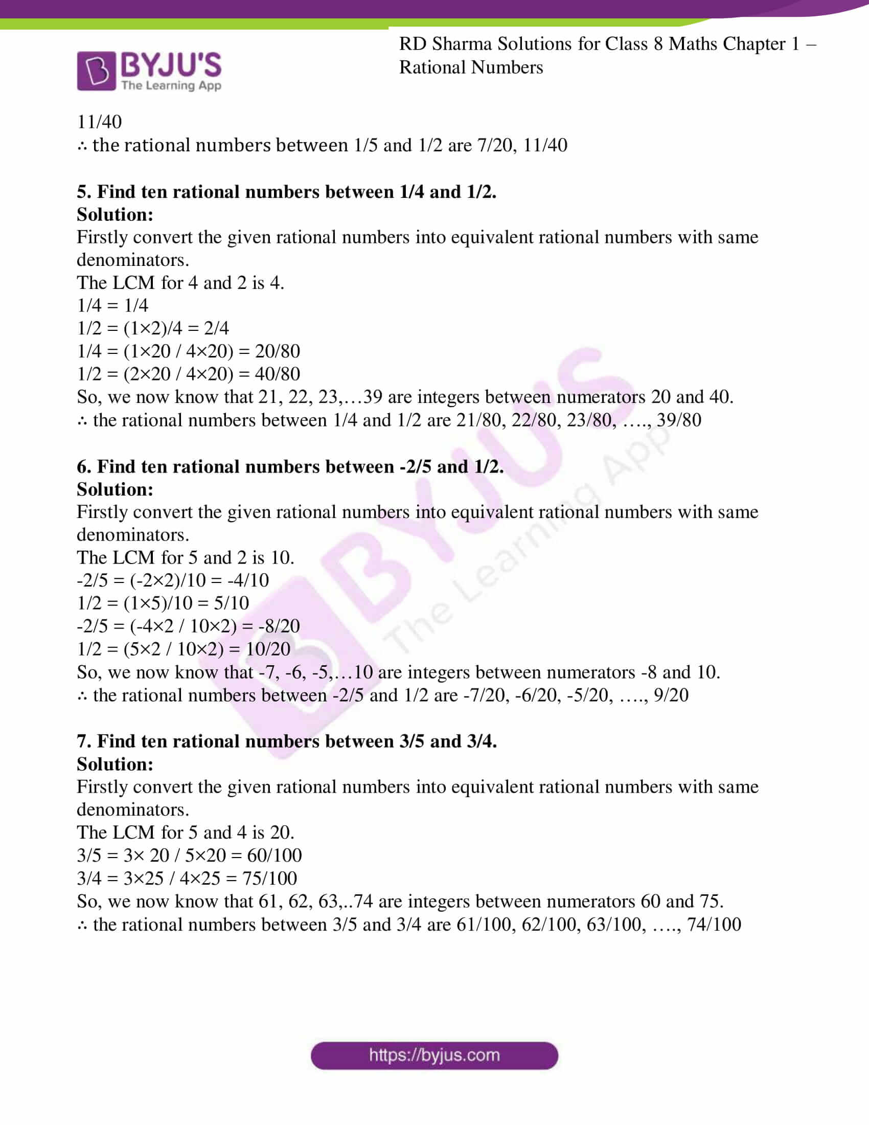 RD Sharma Solutions For Class 8 Chapter 1 Rational Numbers Exercise 1 