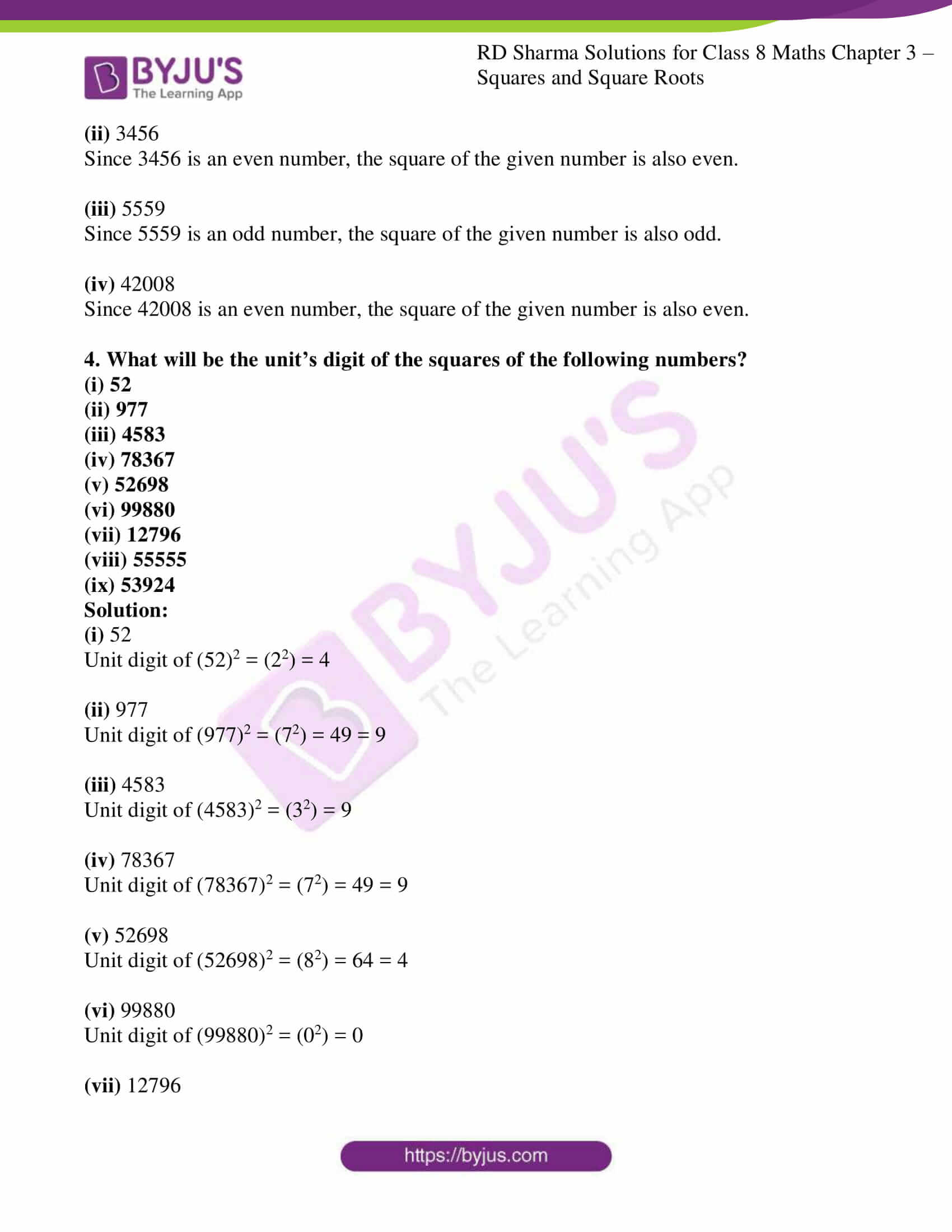 RD Sharma Solutions for Class 8 Chapter 3 - Squares and Square Roots ...