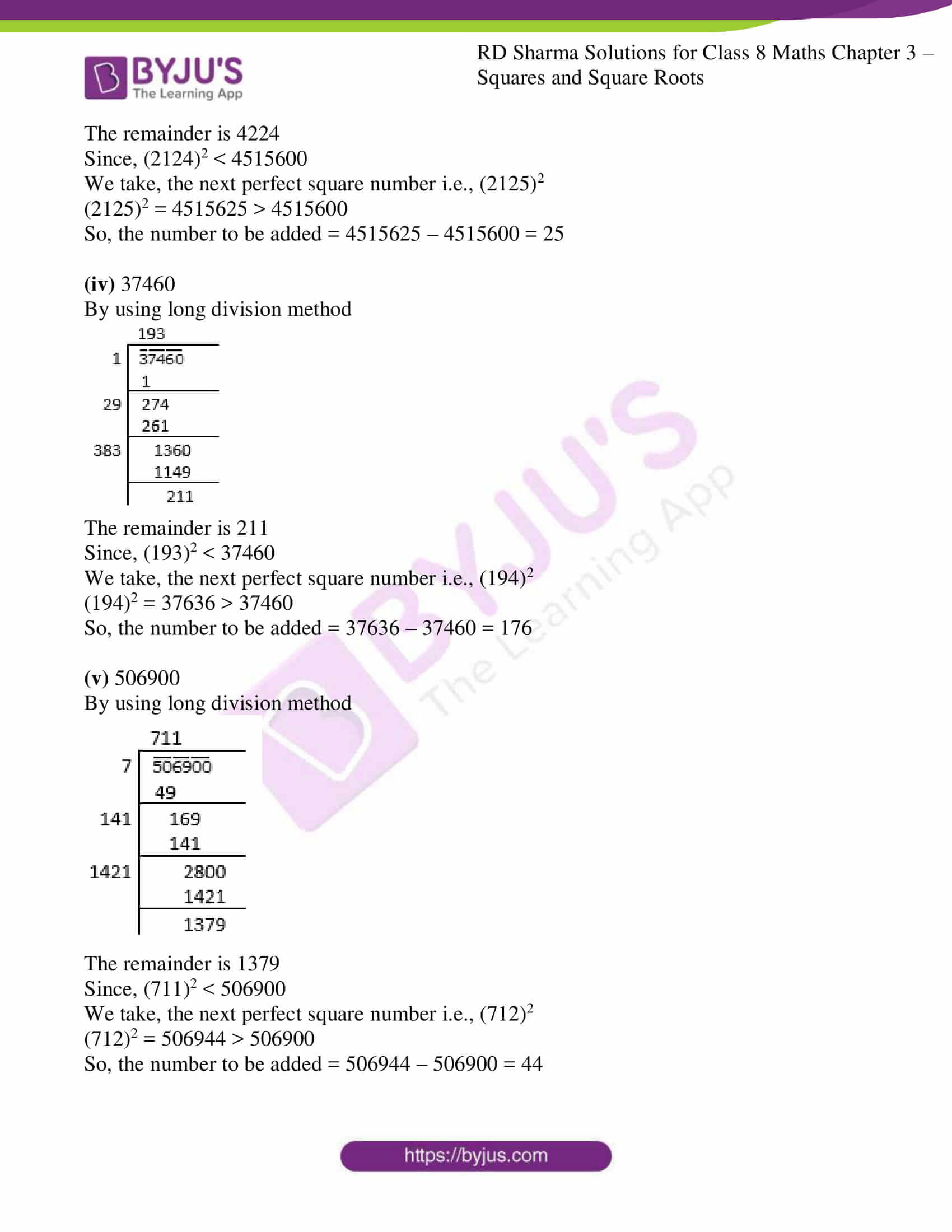 RD Sharma Solutions for Class 8 Chapter 3 - Squares and Square Roots ...