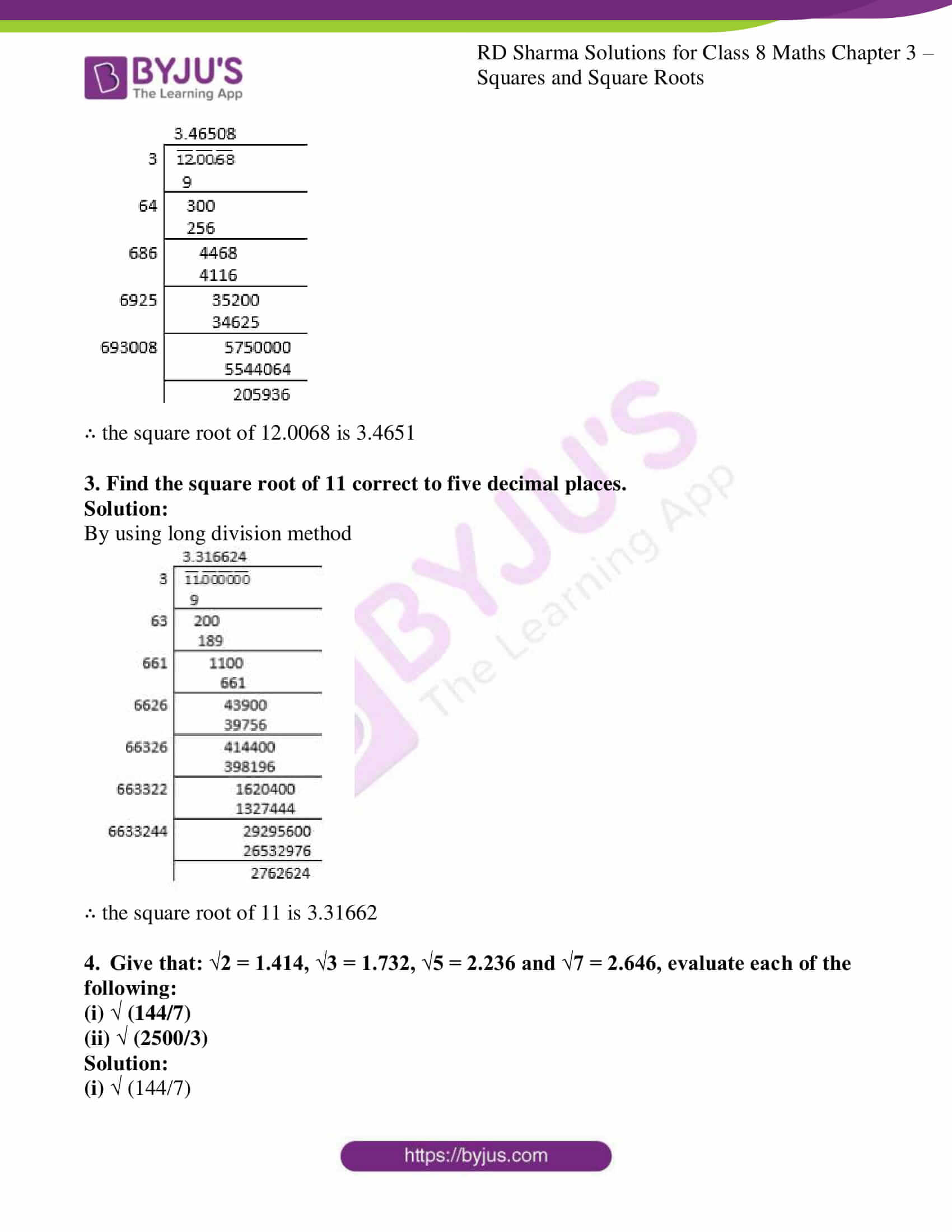 RD Sharma Solutions for Class 8 Chapter 3 - Squares and Square Roots ...