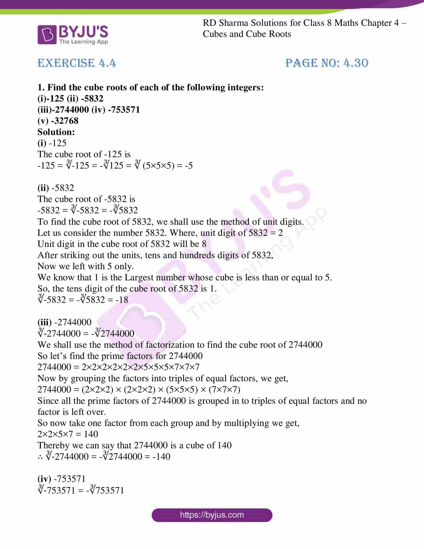 RD Sharma Solutions for Class 8 Chapter 4 - Cubes and Cube Roots ...