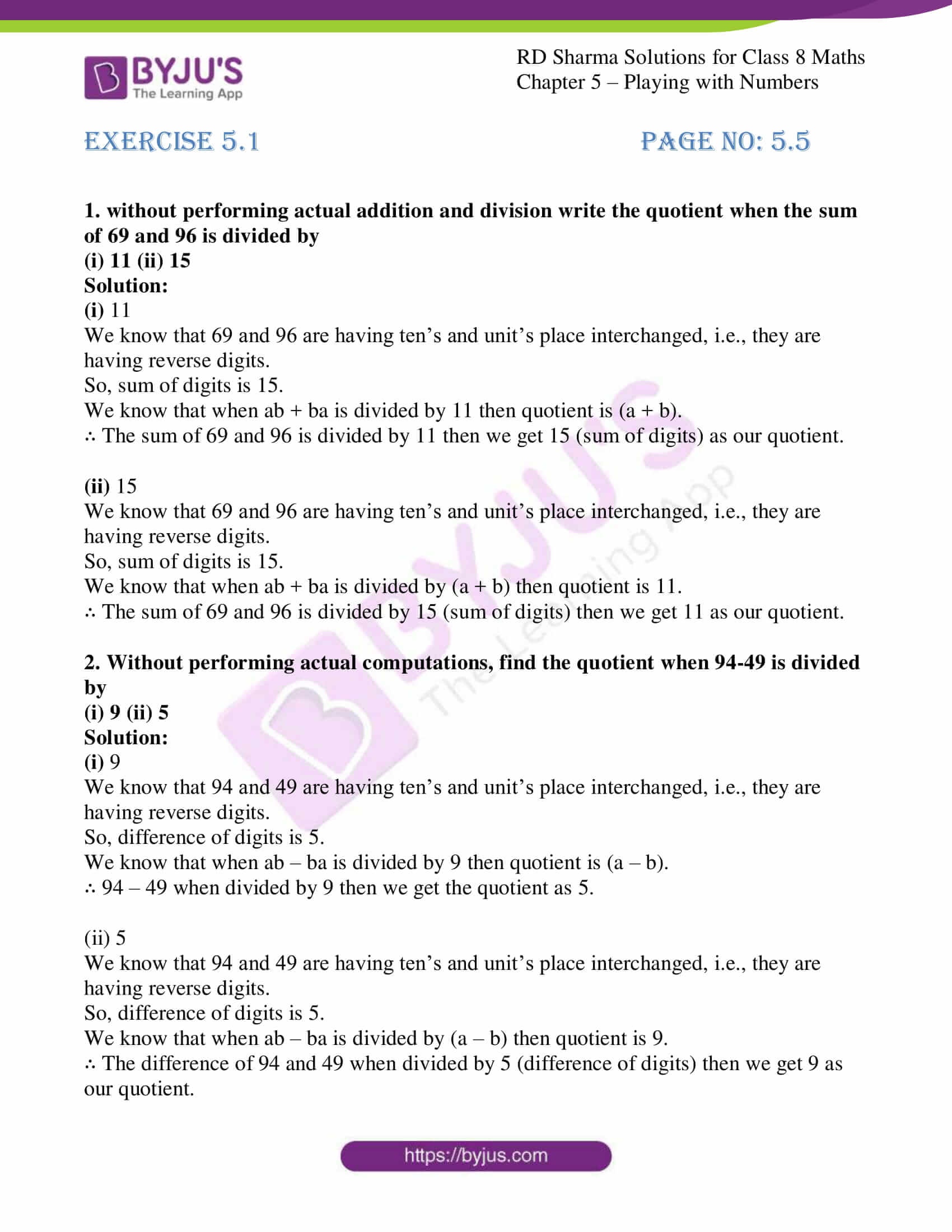 RD Sharma Solutions For Class 8 Chapter 5 Playing With Numbers