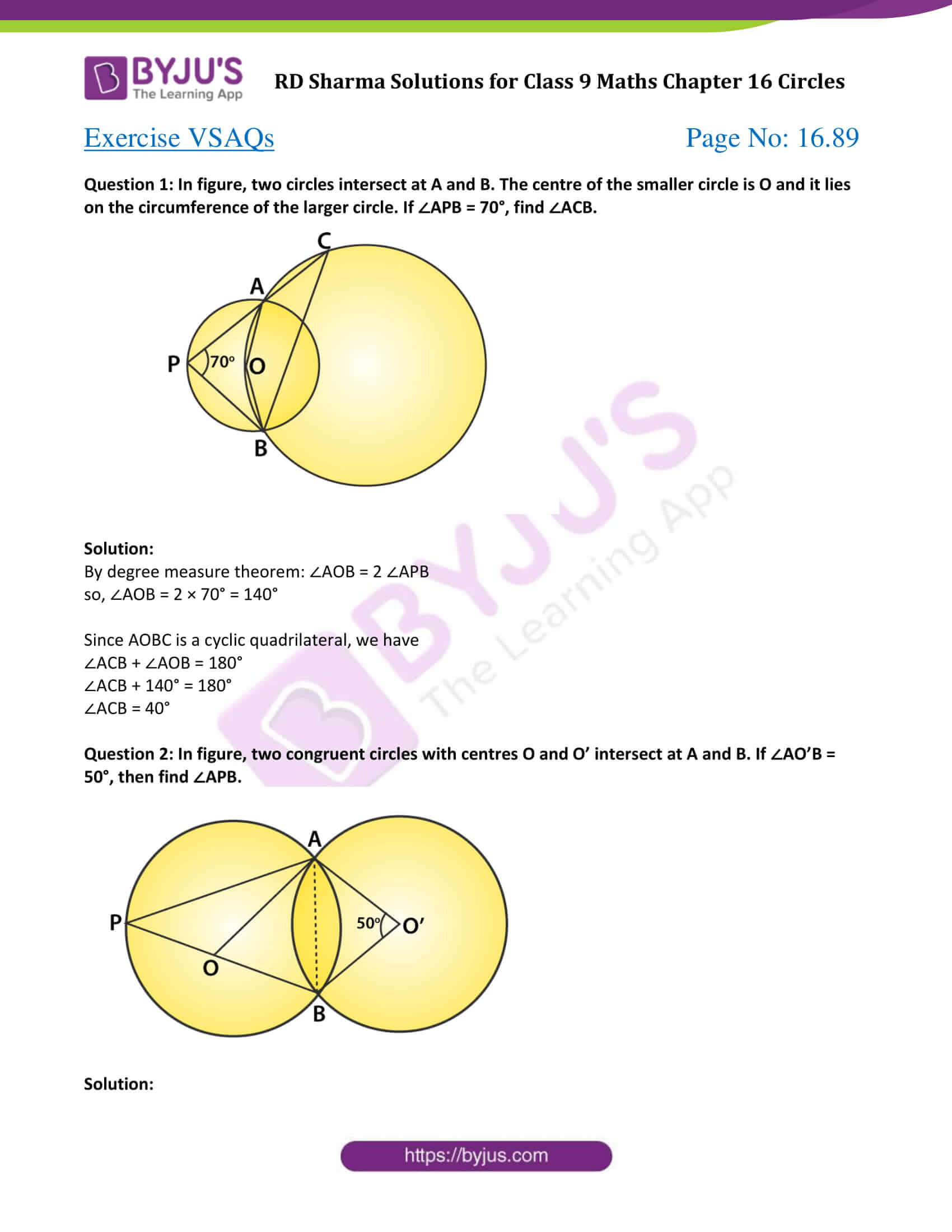 RD Sharma Solutions Class 9 Chapter 16 Circles Free PDF RD Sharma Solutions Class 9 Chapter 16 Circles Free PDF