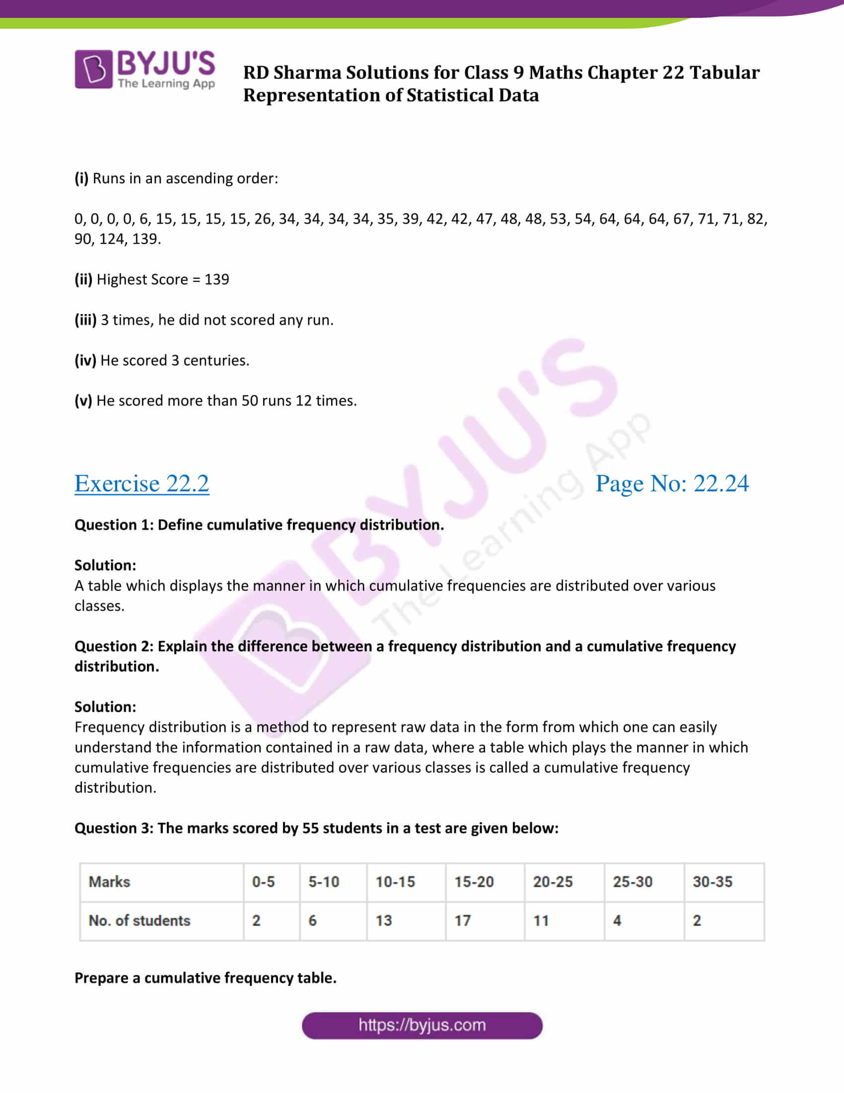 RD Sharma Solutions Exercise 22.1 Chapter 22 Class 9 Tabular Representation of Statistical Data