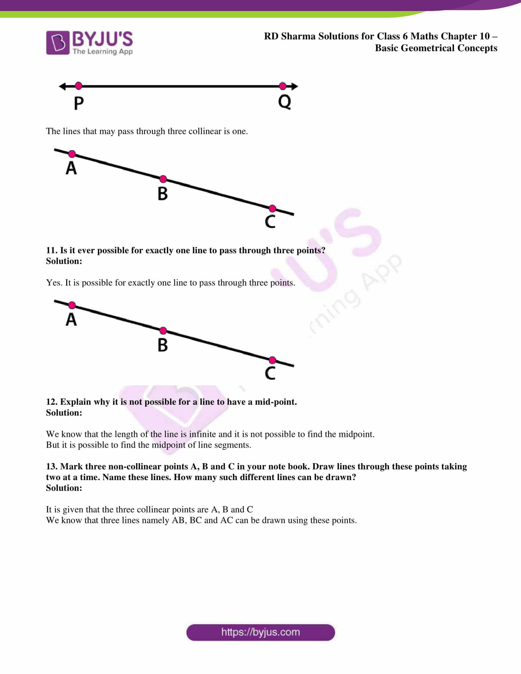 RD Sharma Solutions for Class 6 Chapter 10 Basic Geometrical Concepts PDF