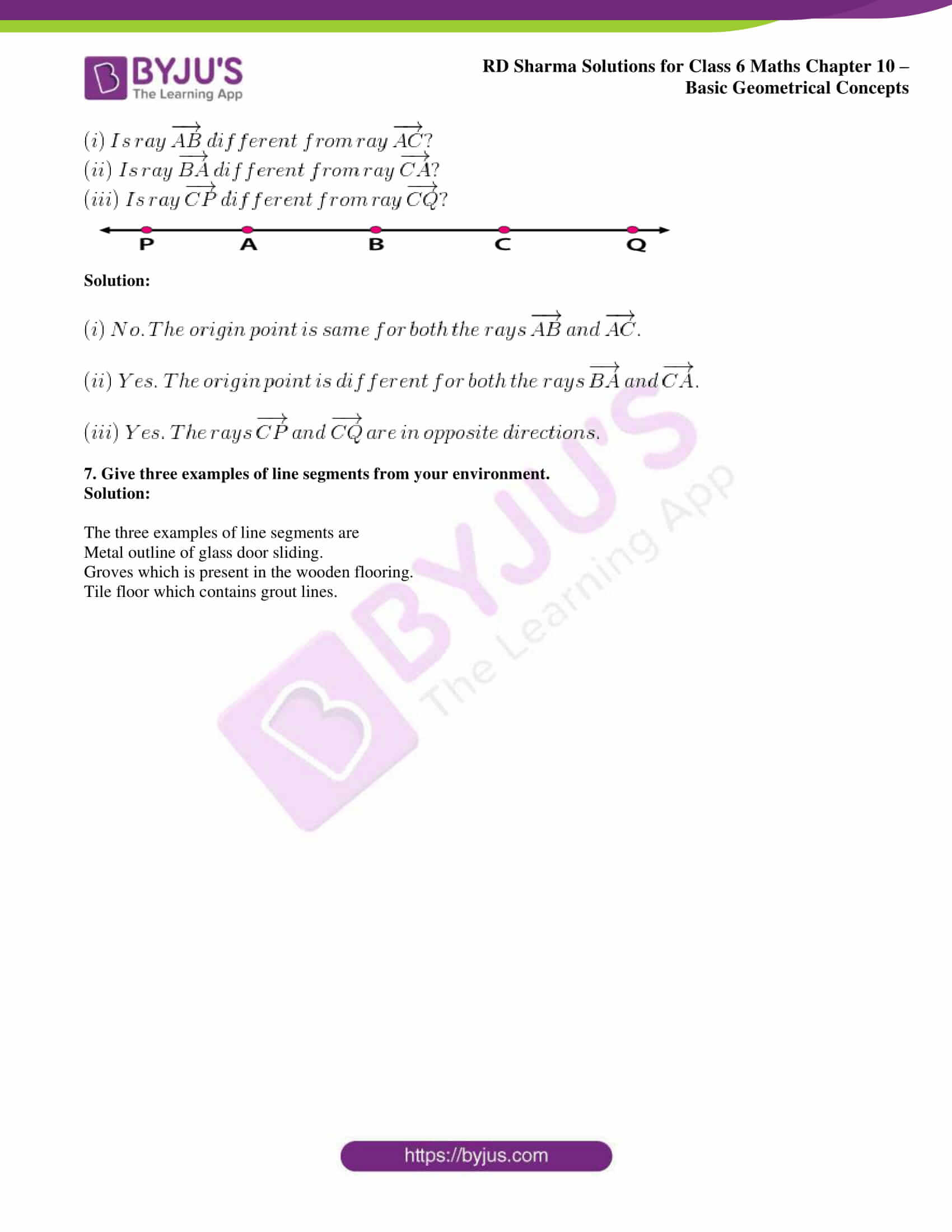 RD Sharma Solutions for Class 6 Chapter 10 Basic Geometrical Concepts PDF