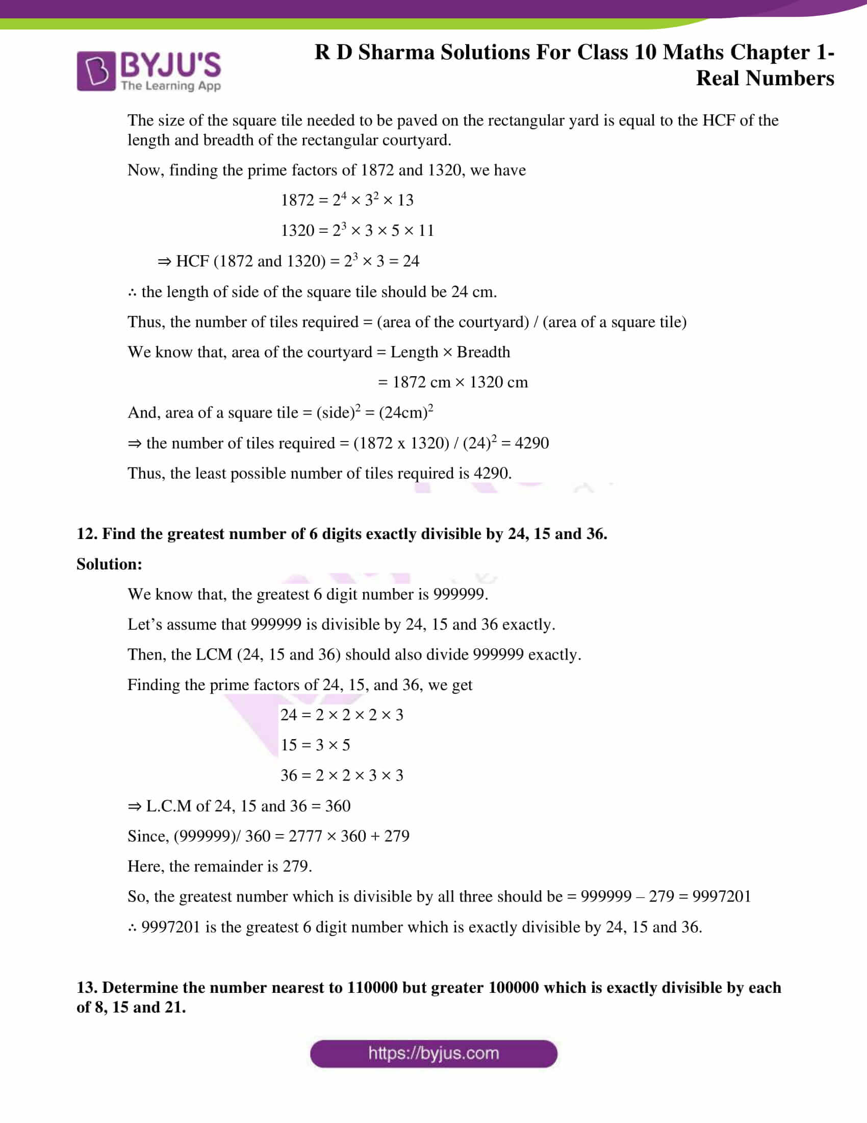 RD Sharma Solutions for Class 10 Chapter 1 Real Numbers get PDF