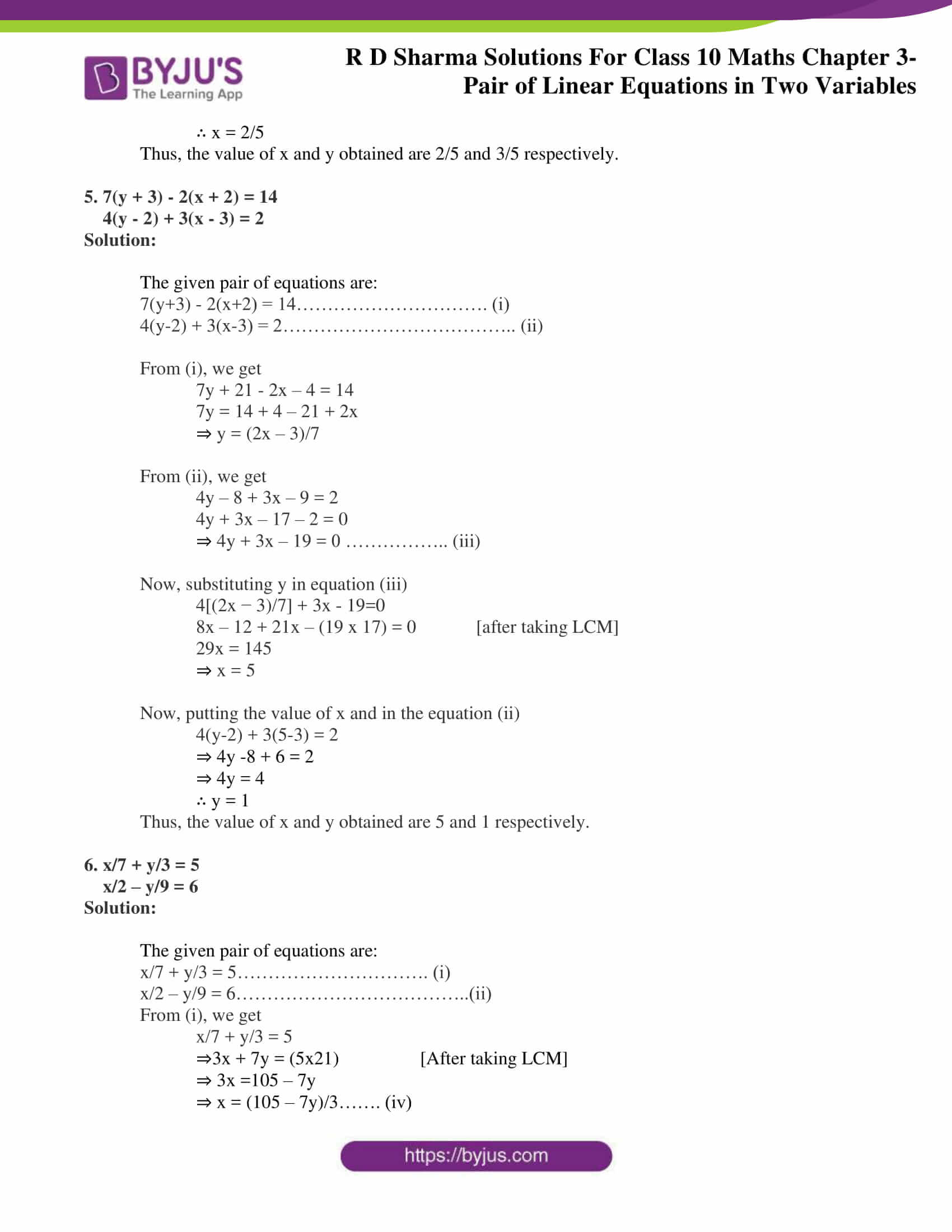 RD Sharma Class 10 Solutions Maths Chapter 3 Pair Of Linear Equations 