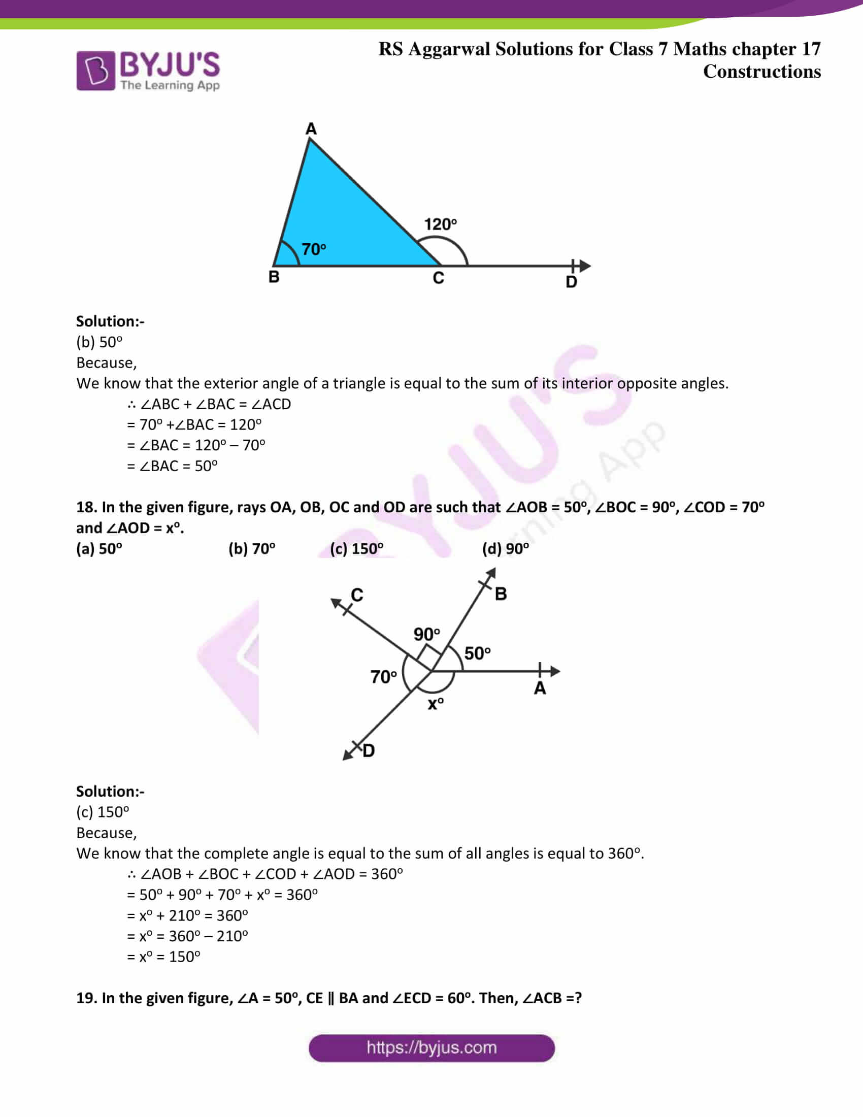 RS Aggarwal Solutions For Class 7 Maths Chapter 17 Constructions RS Aggarwal Solutions For Class 7 Maths Chapter 17 Constructions