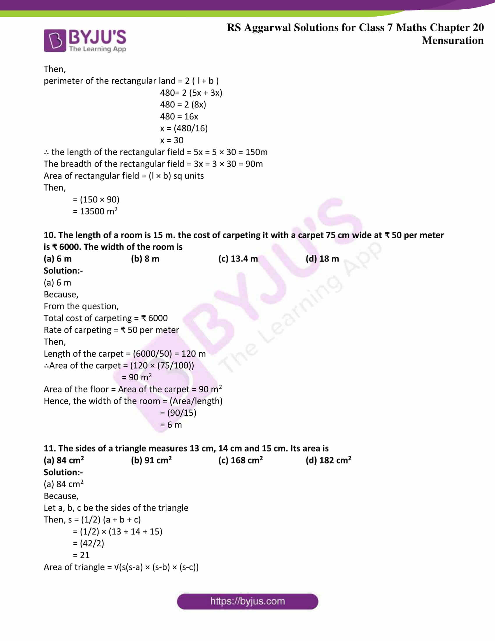 RS Aggarwal Solutions For Class 7 Maths Chapter 20 Mensuration Is RS Aggarwal Solutions For Class 7 Maths Chapter 20 Mensuration Is
