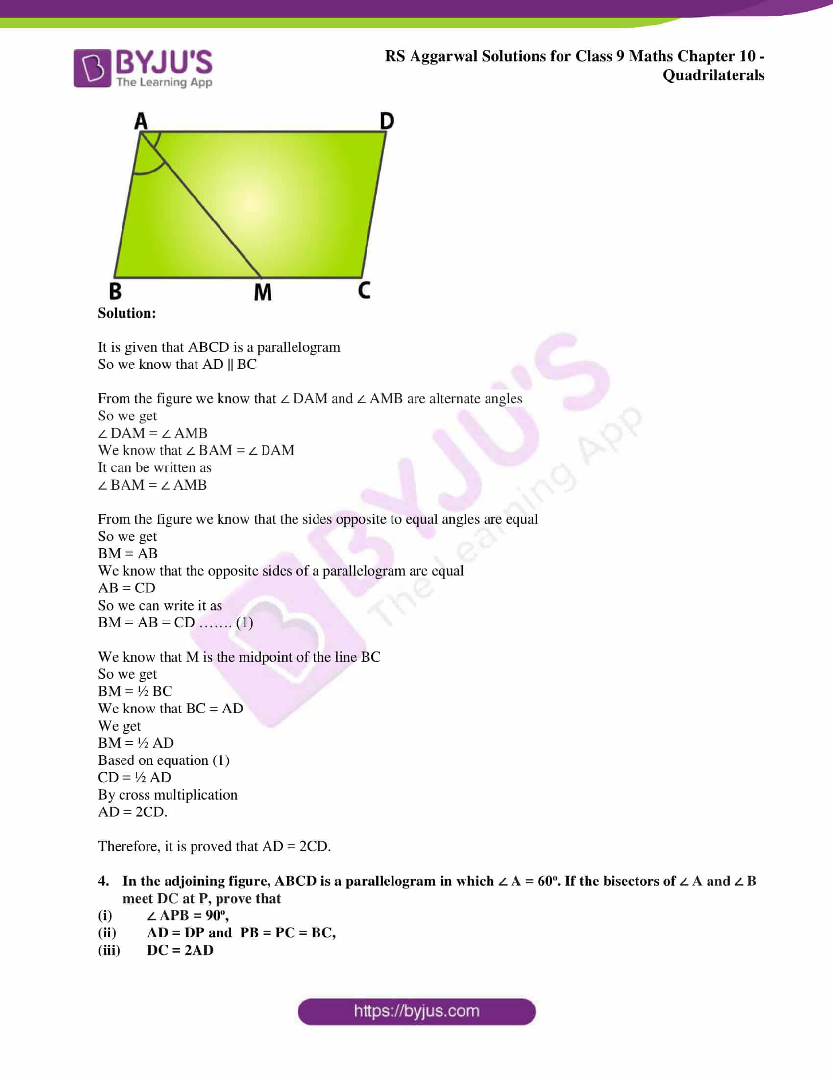 Get RS Aggarwal Solutions For Class 9 Chapter 10 Quadrilaterals Get RS Aggarwal Solutions For Class 9 Chapter 10 Quadrilaterals