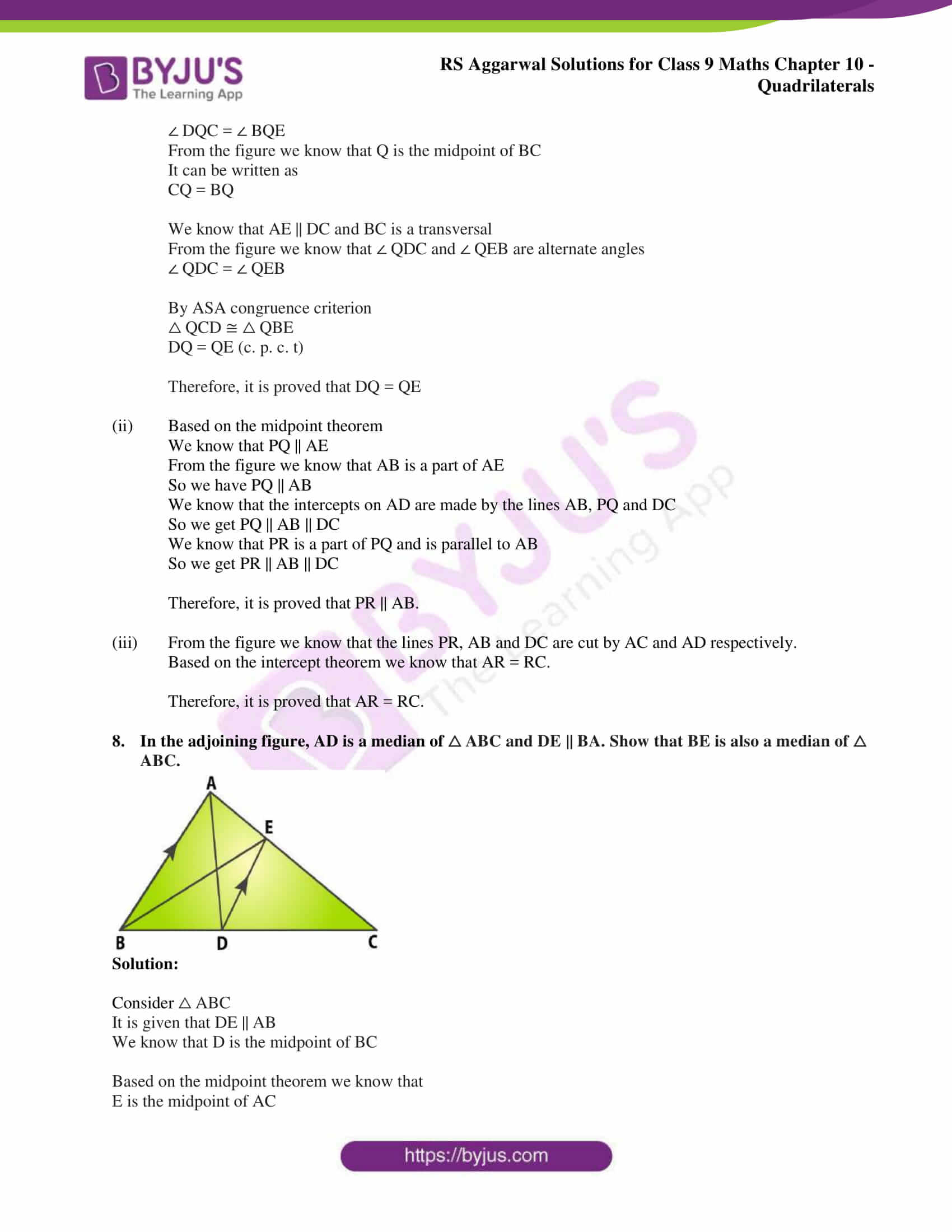 Free RS Aggarwal Solutions For Class 9 Chapter 10 Quadrilaterals Free RS Aggarwal Solutions For Class 9 Chapter 10 Quadrilaterals
