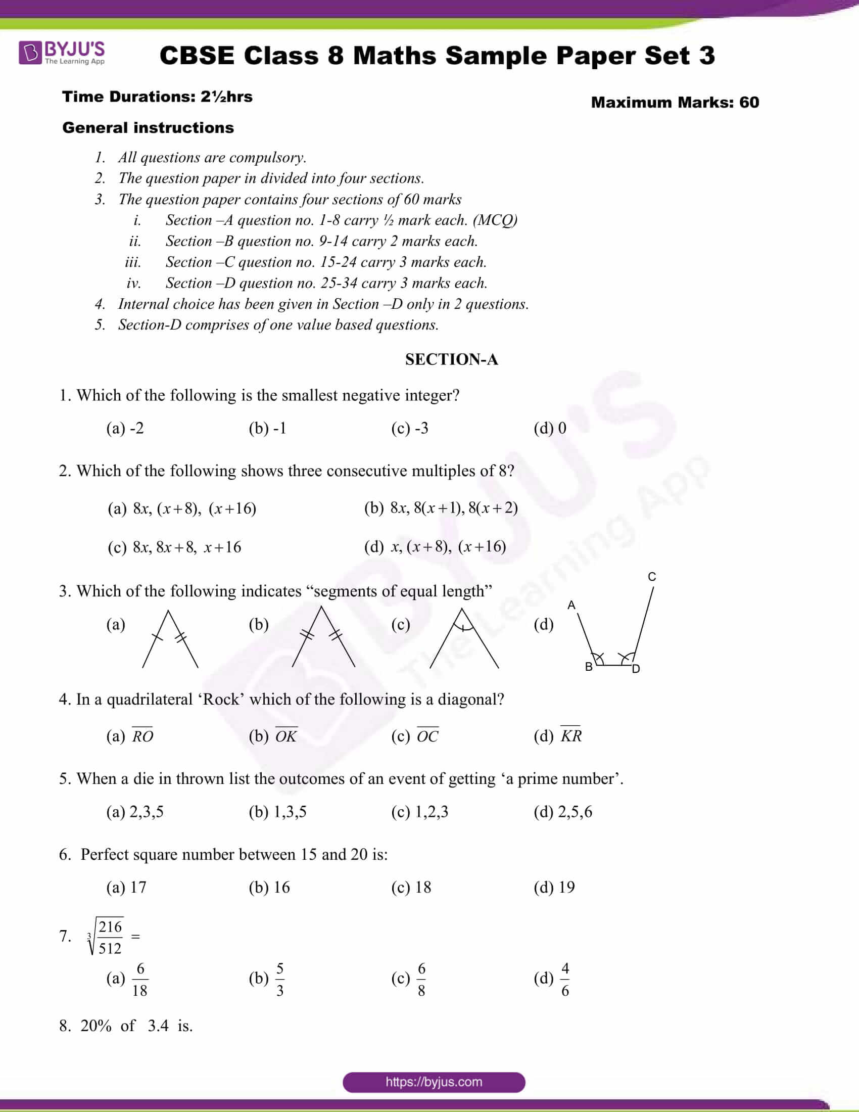 Icse Class 8 Maths Sample Papers Free Download