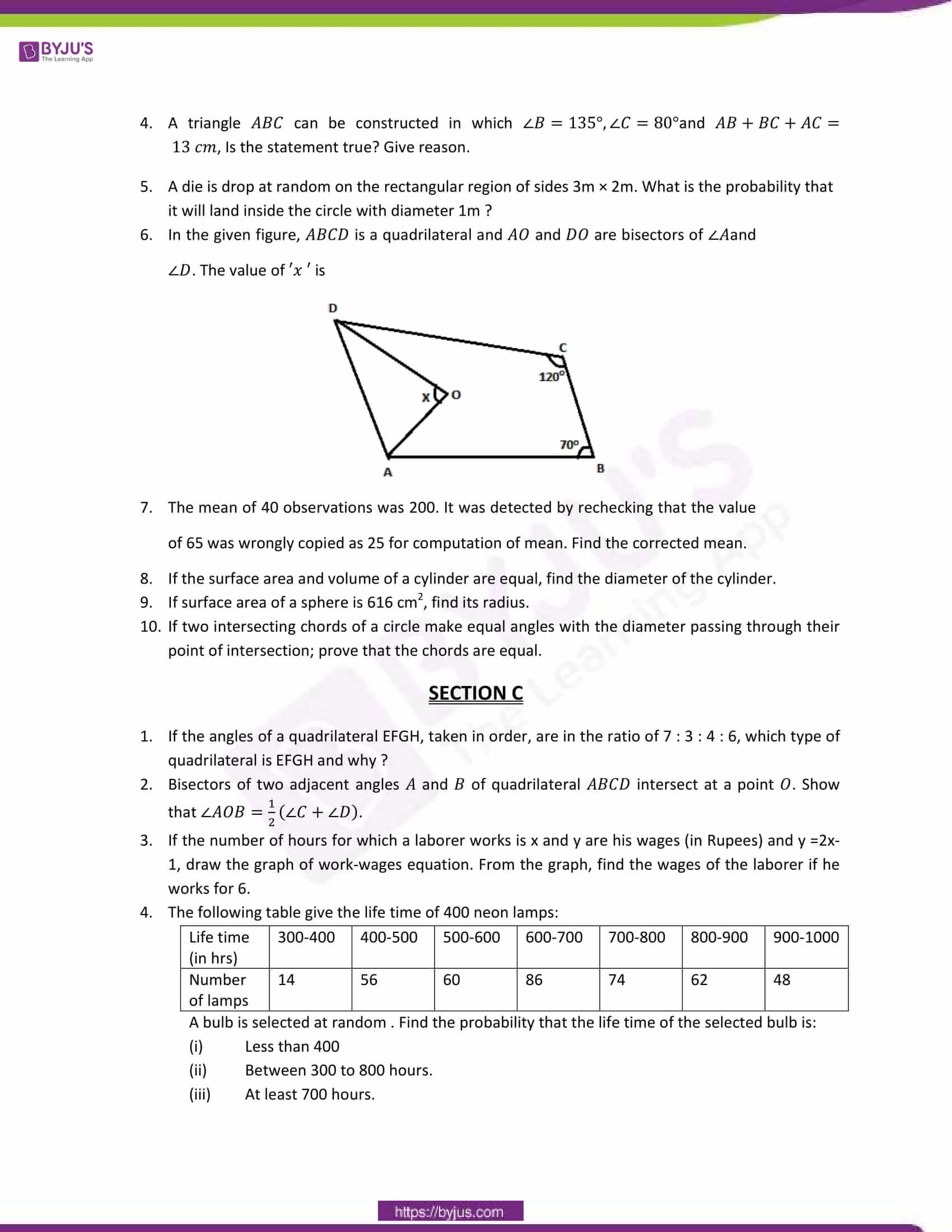 CBSE Class 9 Maths Sample Paper Set 13 Download Here 