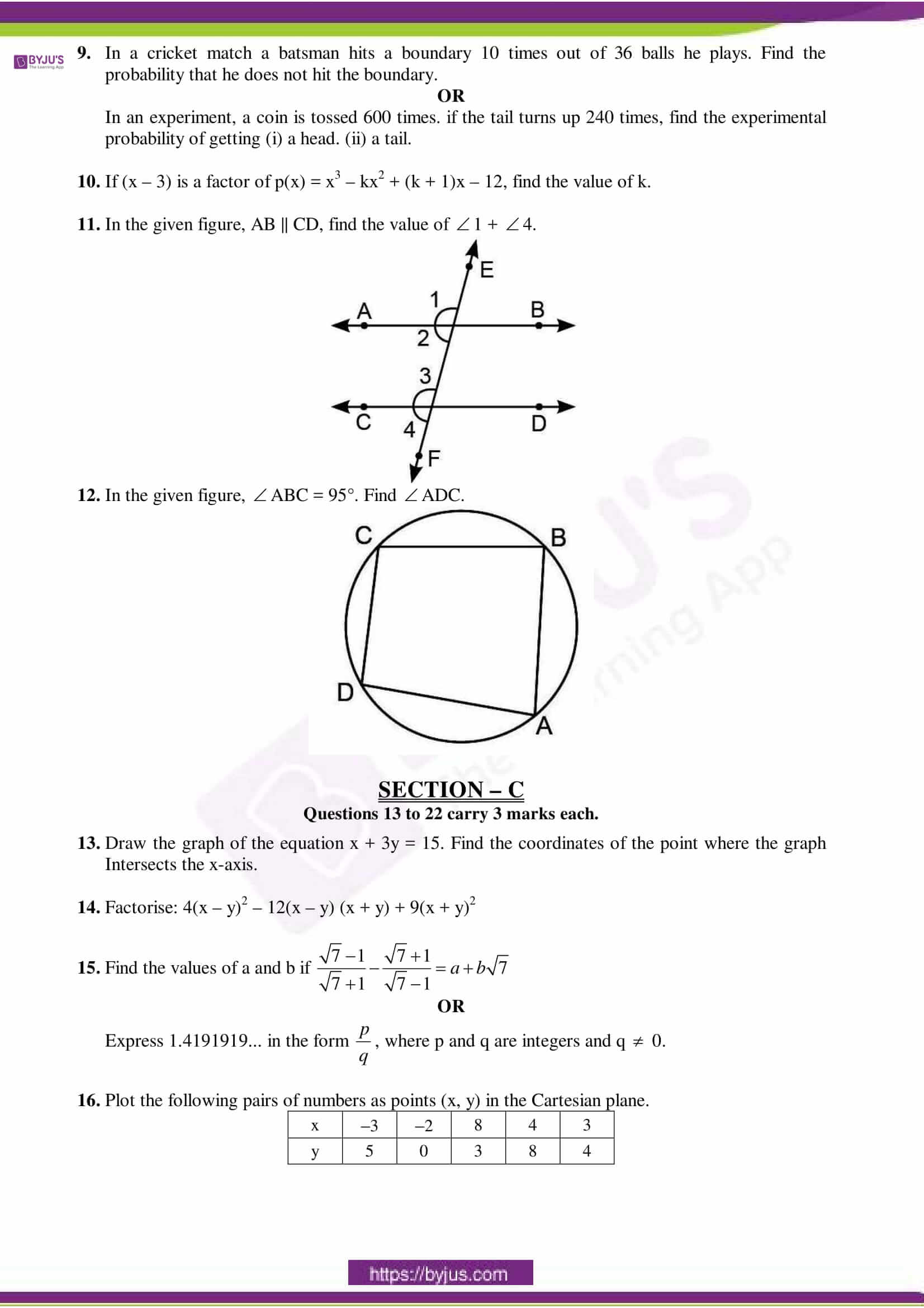 CBSE Class 9 Maths Sample Paper Set 5 Download Here 