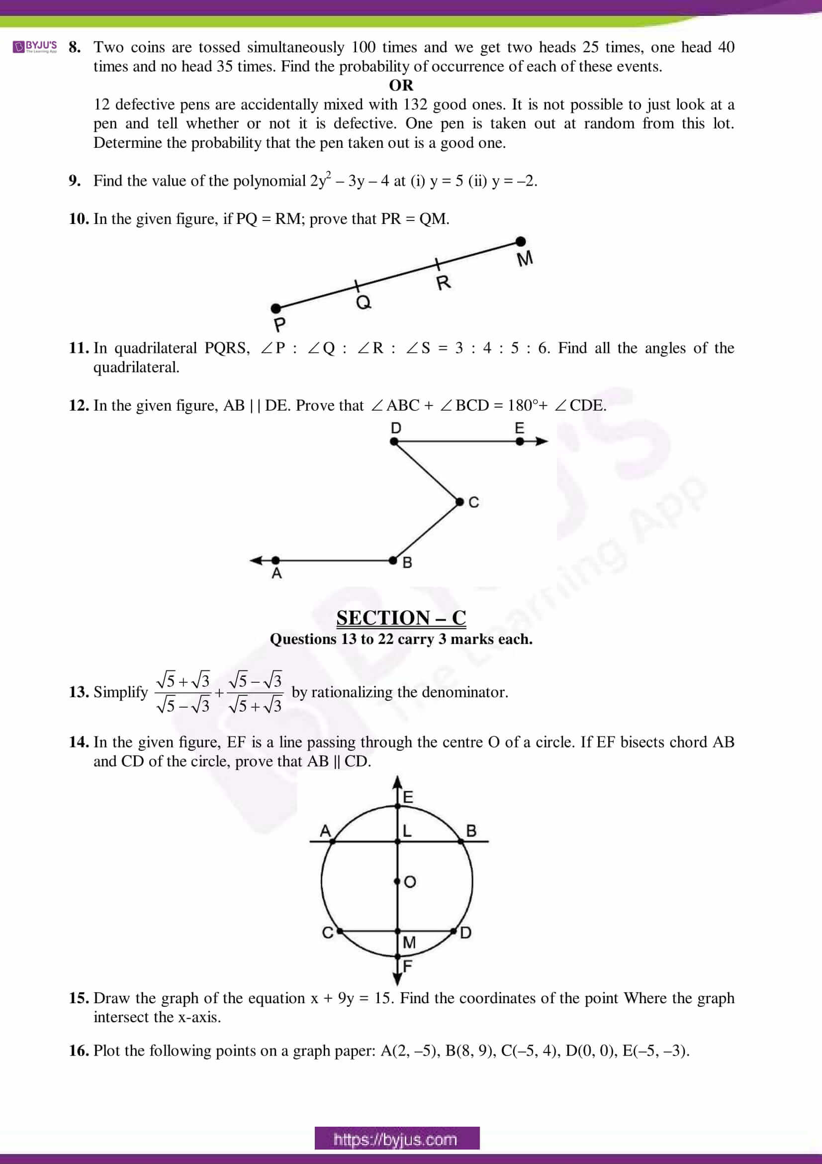 CBSE Class 9 Maths Sample Paper Set 6 Download Here CBSE Class 9 Maths Sample Paper Set 6 Download Here