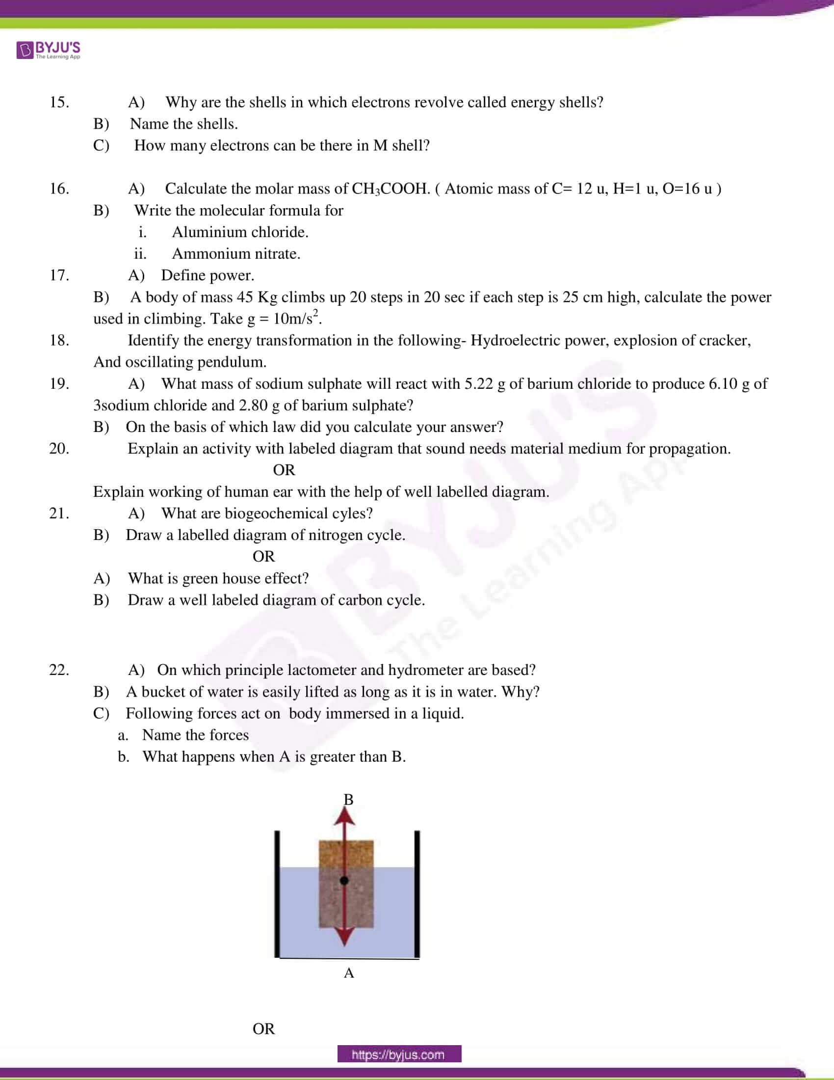 CBSE Sample Paper Class 9 Science Set 5 Download PDF 