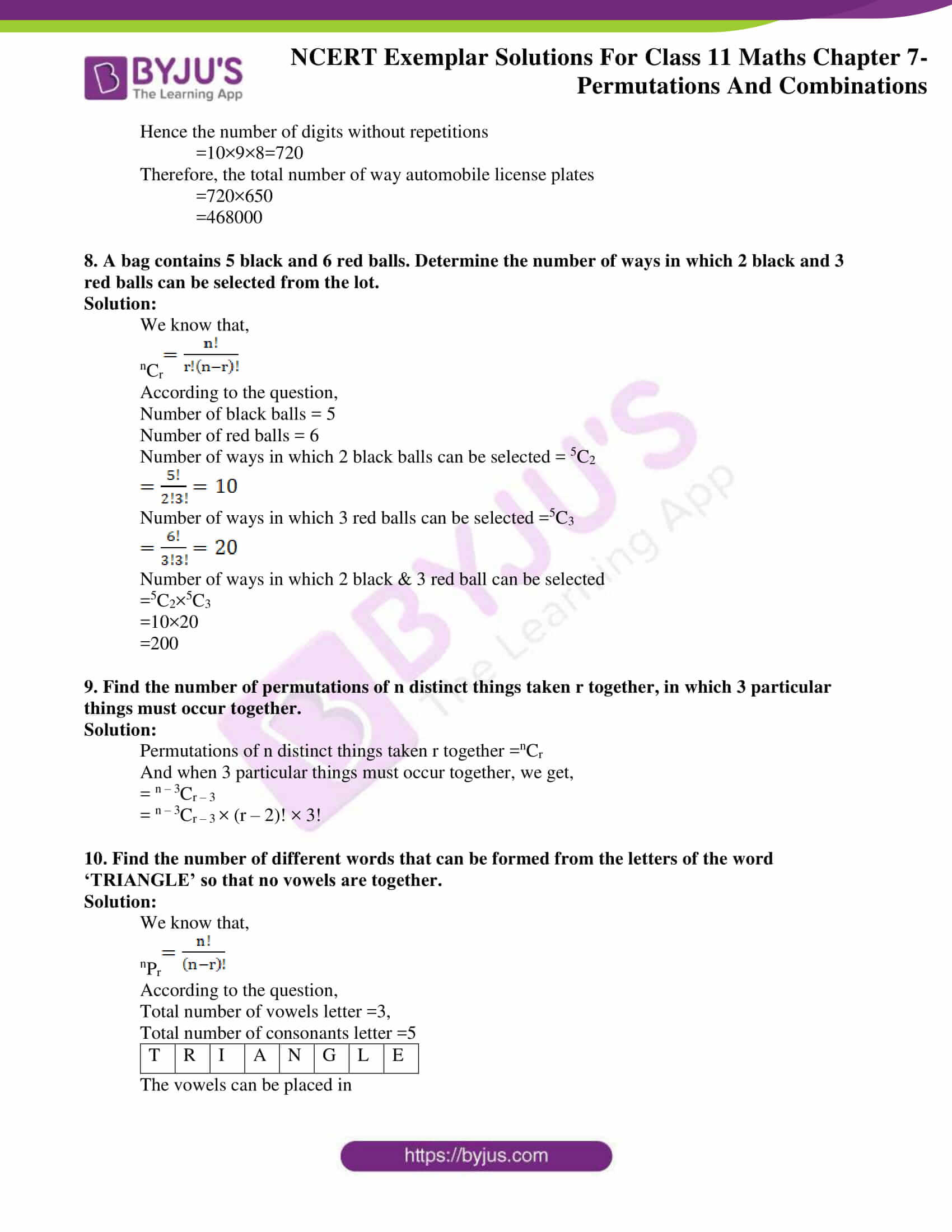 NCERT Exemplar Solutions For Class 11 Maths Chapter 7 Permutations NCERT Exemplar Solutions For Class 11 Maths Chapter 7 Permutations