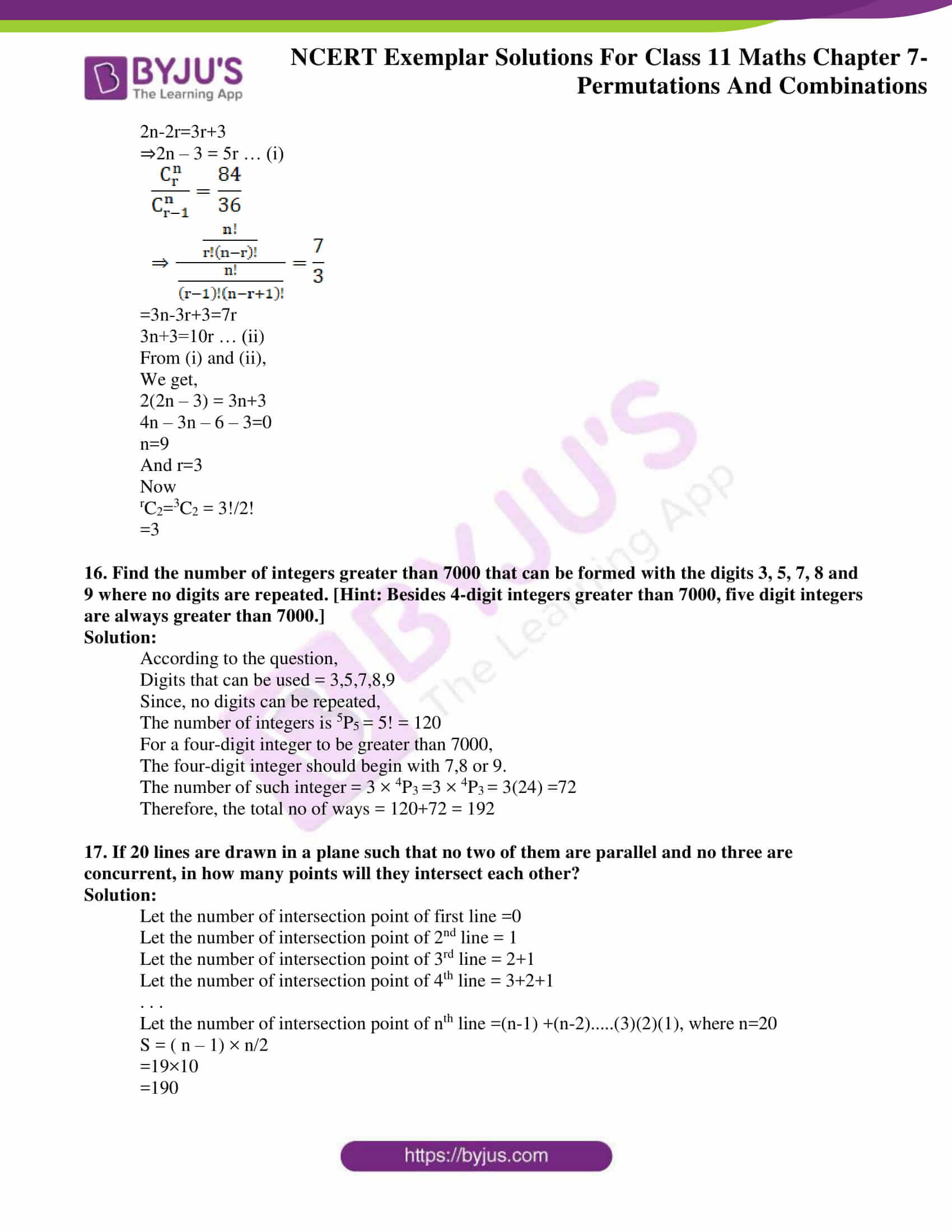 NCERT Exemplar Solutions For Class 11 Maths Chapter 7 Permutations