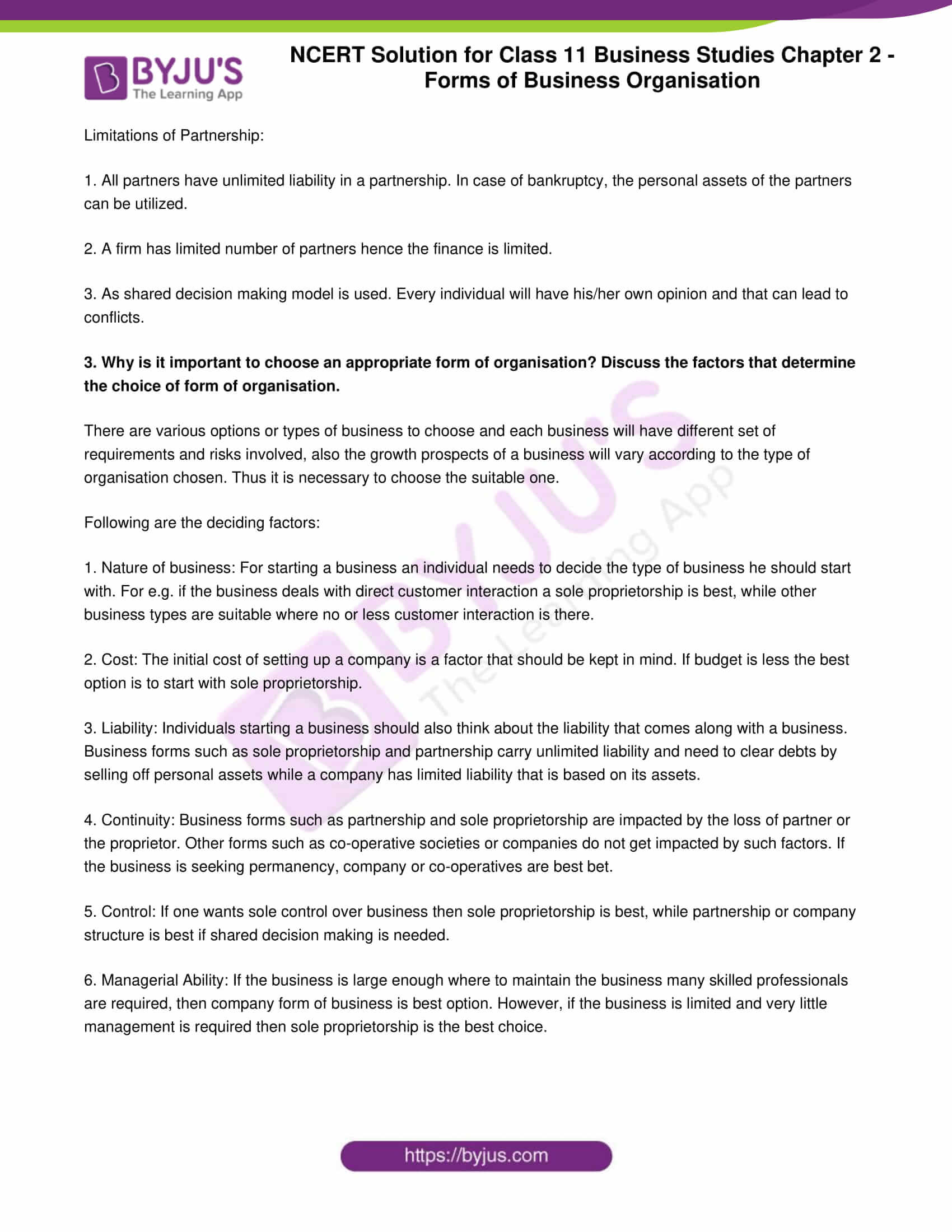 NCERT Solution For Class 11 Business Studies Chapter 2 Forms Of ...