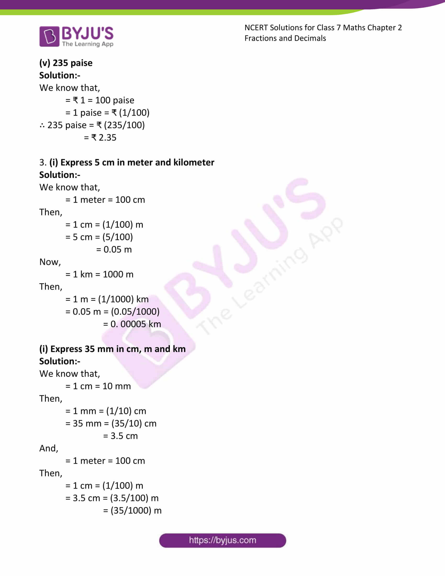 NCERT Solutions For Class 7 Maths Exercise 2 5 Chapter 2 Fractions And