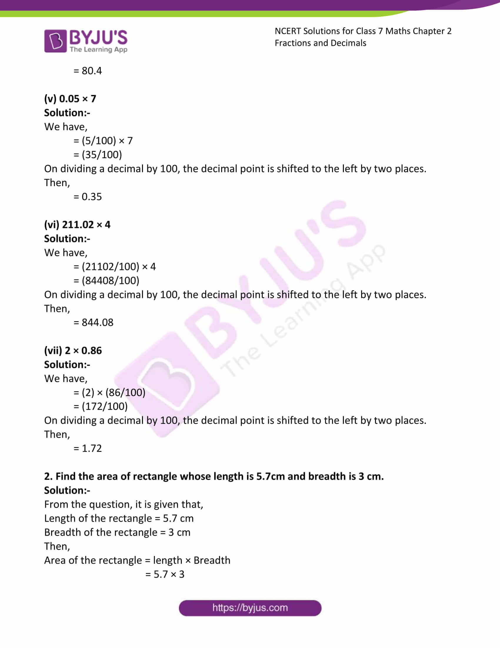 NCERT Solutions For Class 7 Maths Exercise 2 6 Chapter 2 Fractions And