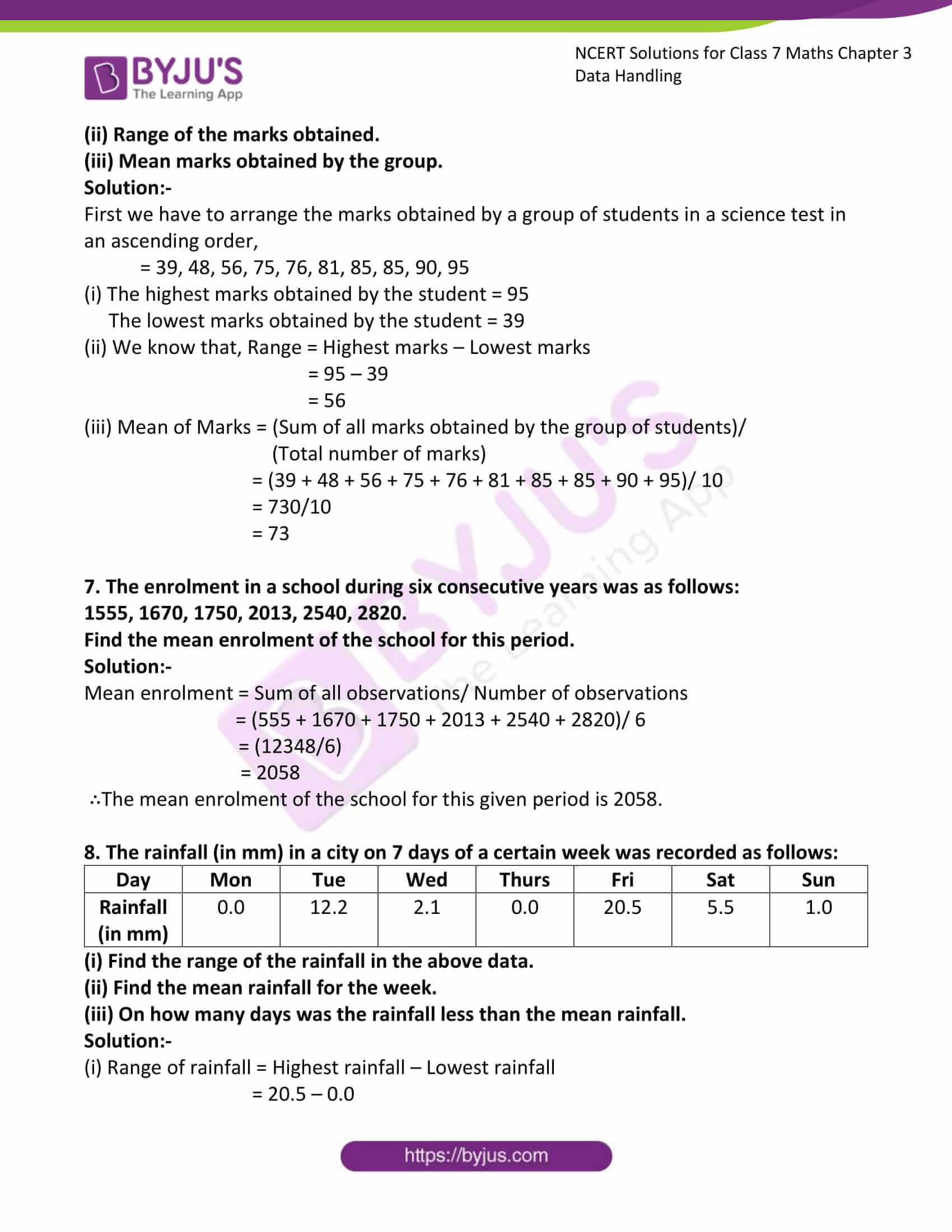 NCERT Solutions For Class 7 Maths Chapter 3 Data Handling Download Free PDF