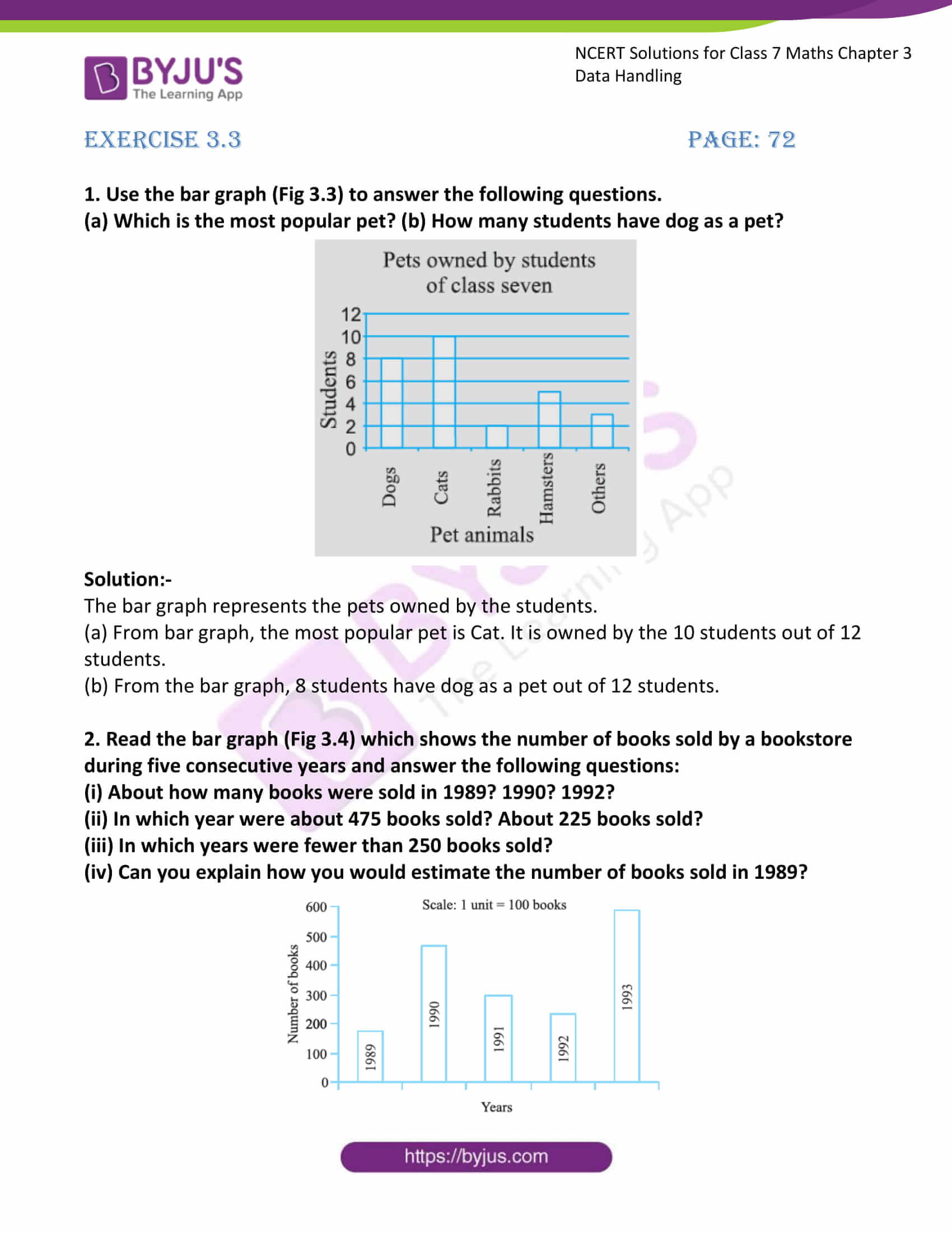 NCERT Solutions For Class 7 Maths Exercise 3 3 Chapter 3 Data Handling