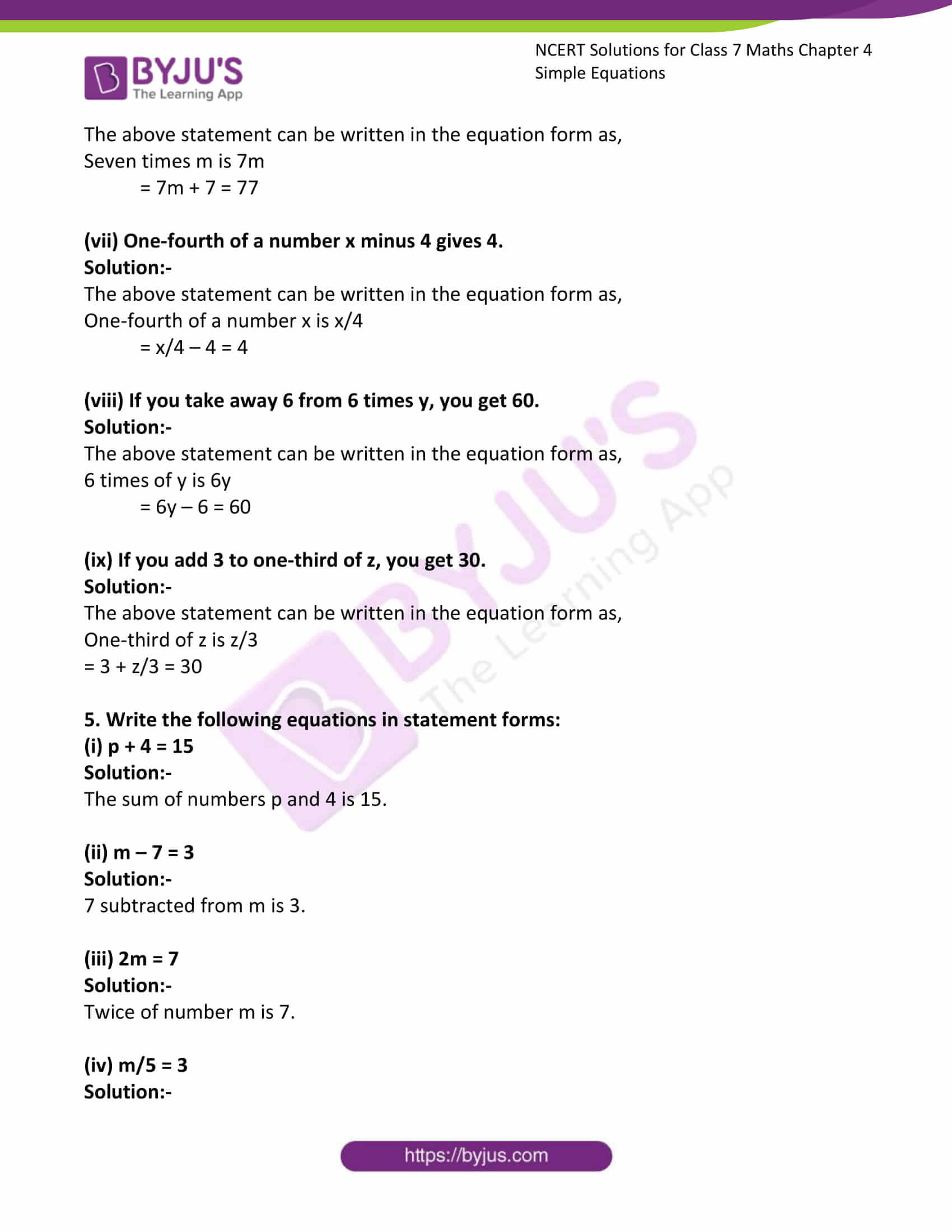 Ncert Solutions For Class 7 Maths Chapter 4 Simple Equations Ex 4 2