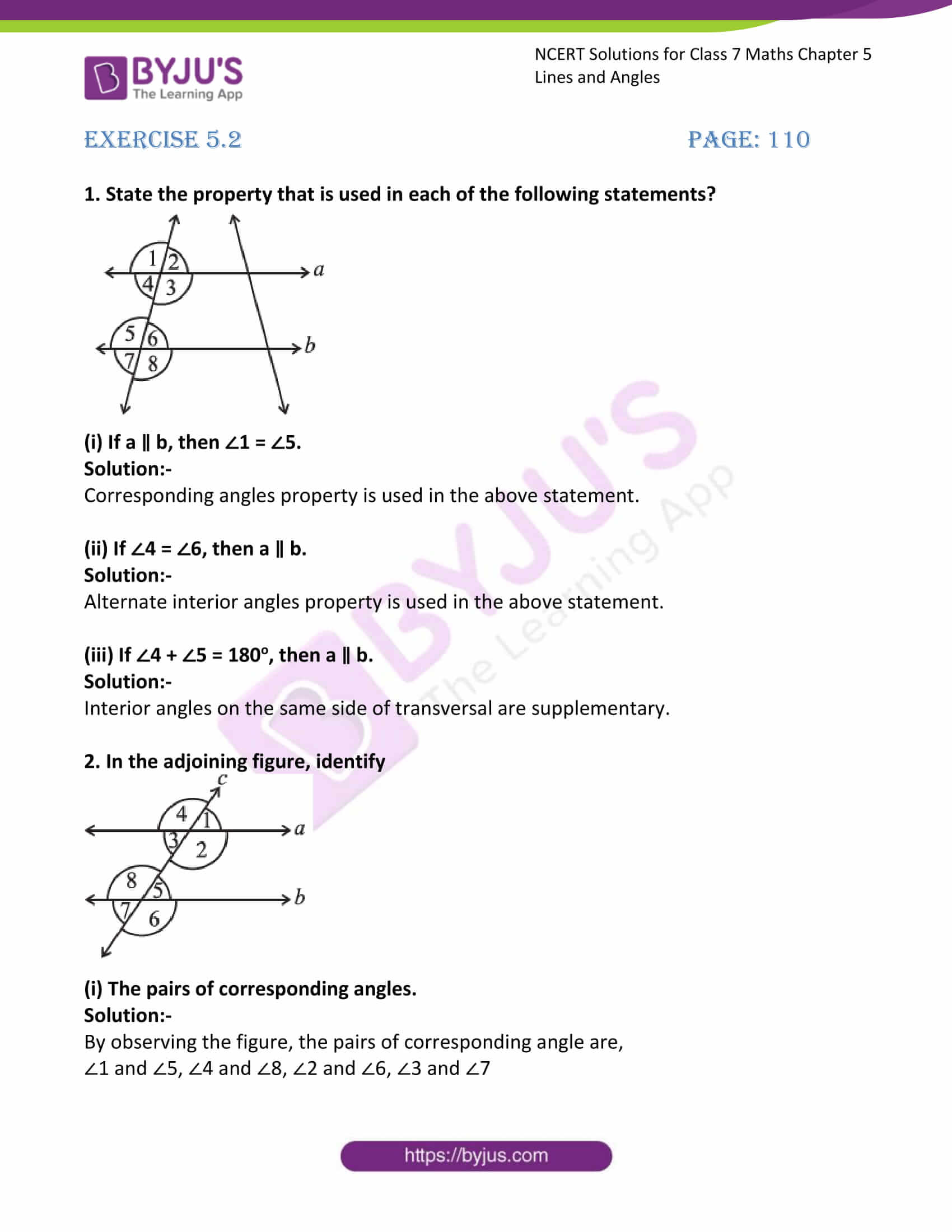 NCERT Solutions For Class 7 Maths Chapter 5 Lines And Angles Access