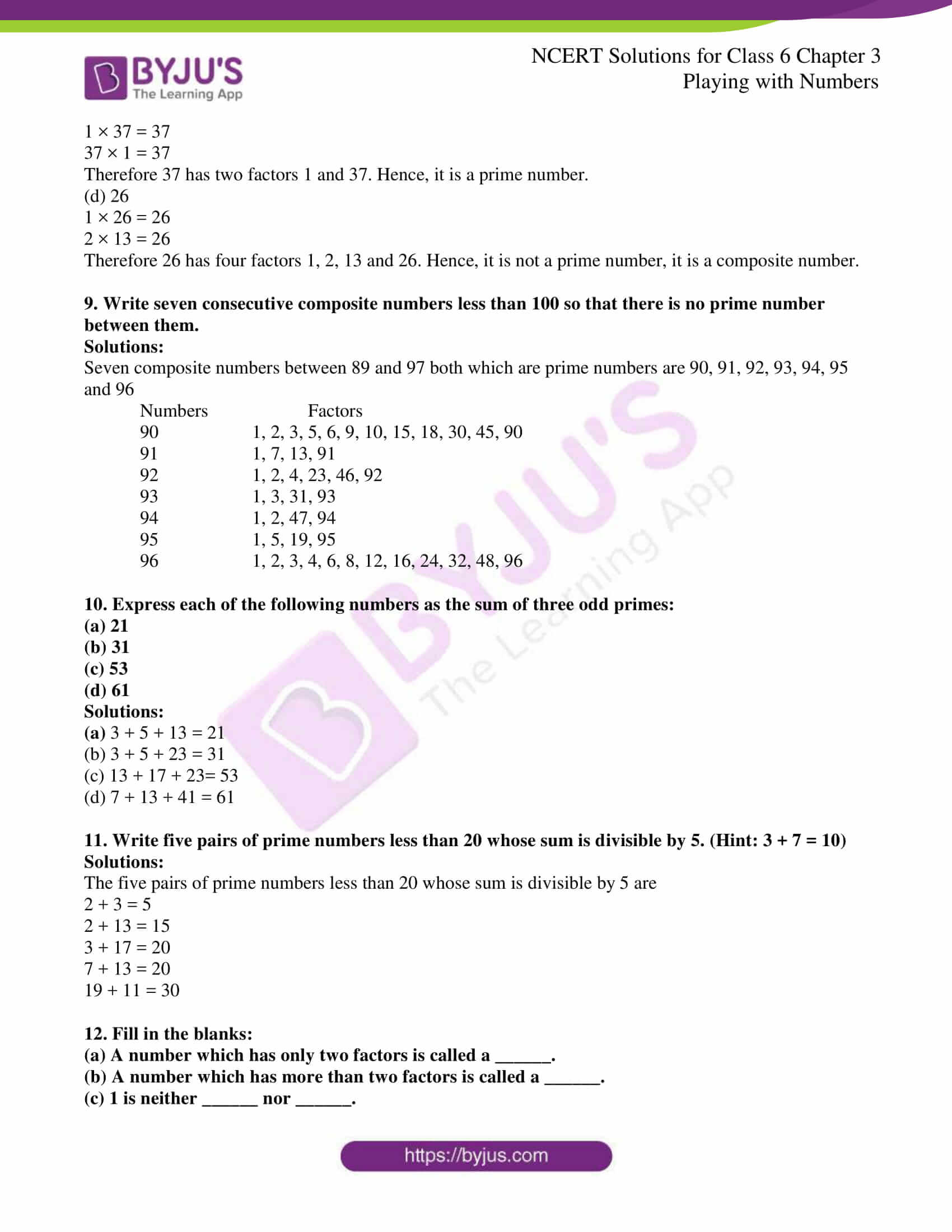 NCERT Solutions Class 6 Maths Chapter 3 Playing With Numbers Download