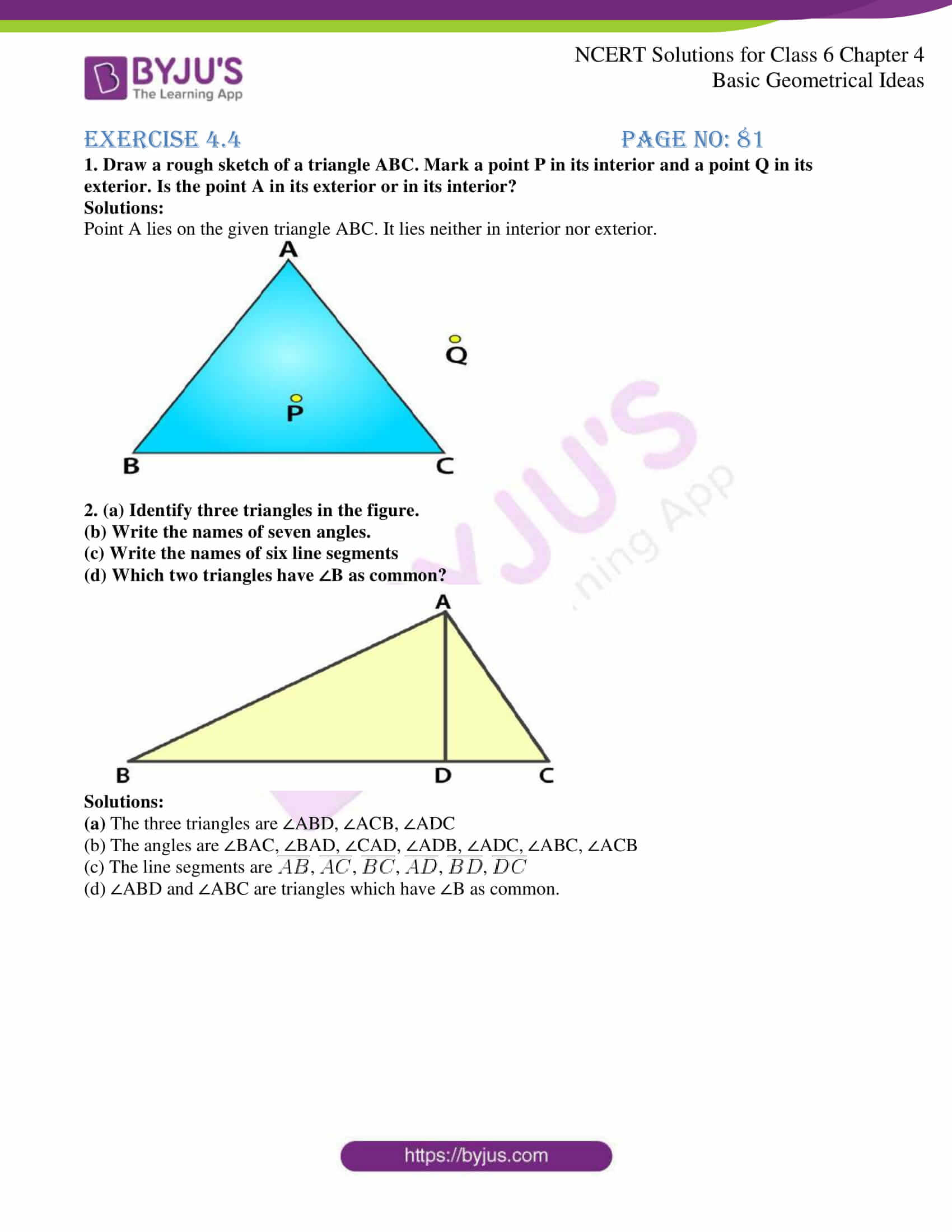 NCERT Solutions Class 6 Maths Chapter 4 Basic Geometrical Ideas ...