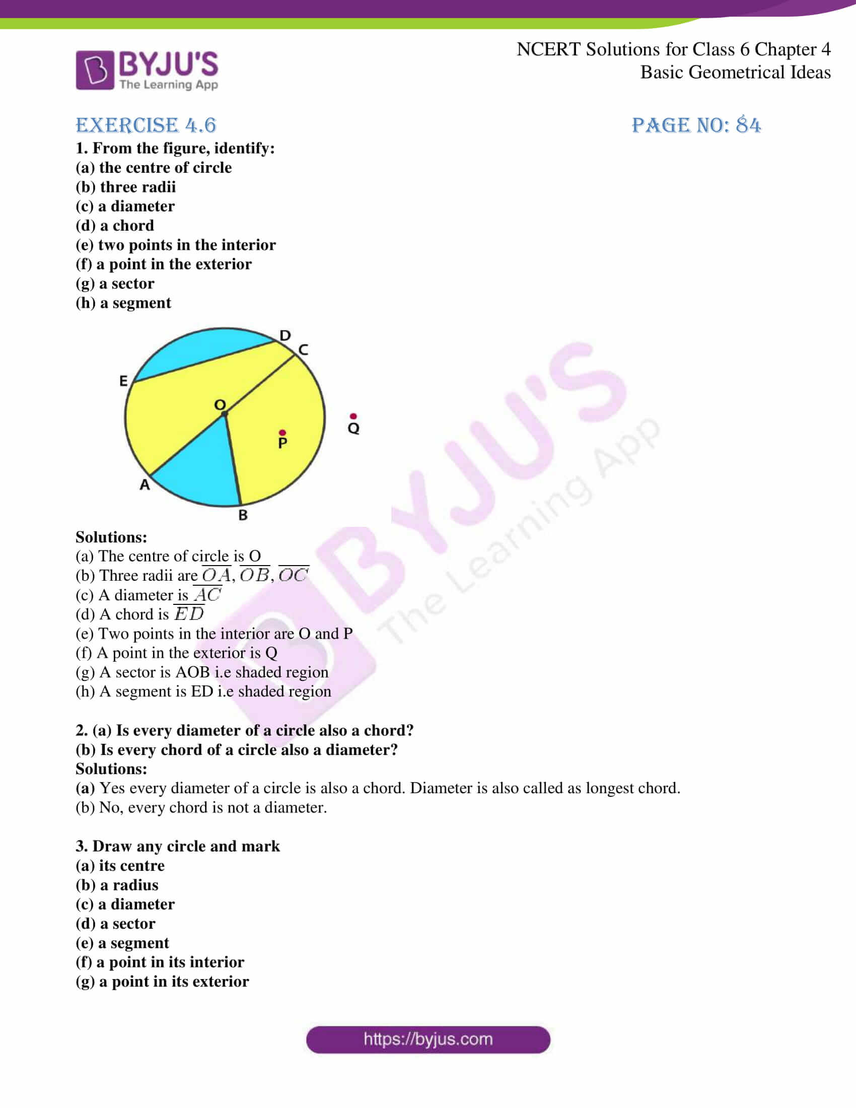 NCERT Solutions Class 6 Maths Chapter 4 Basic Geometrical Ideas ...